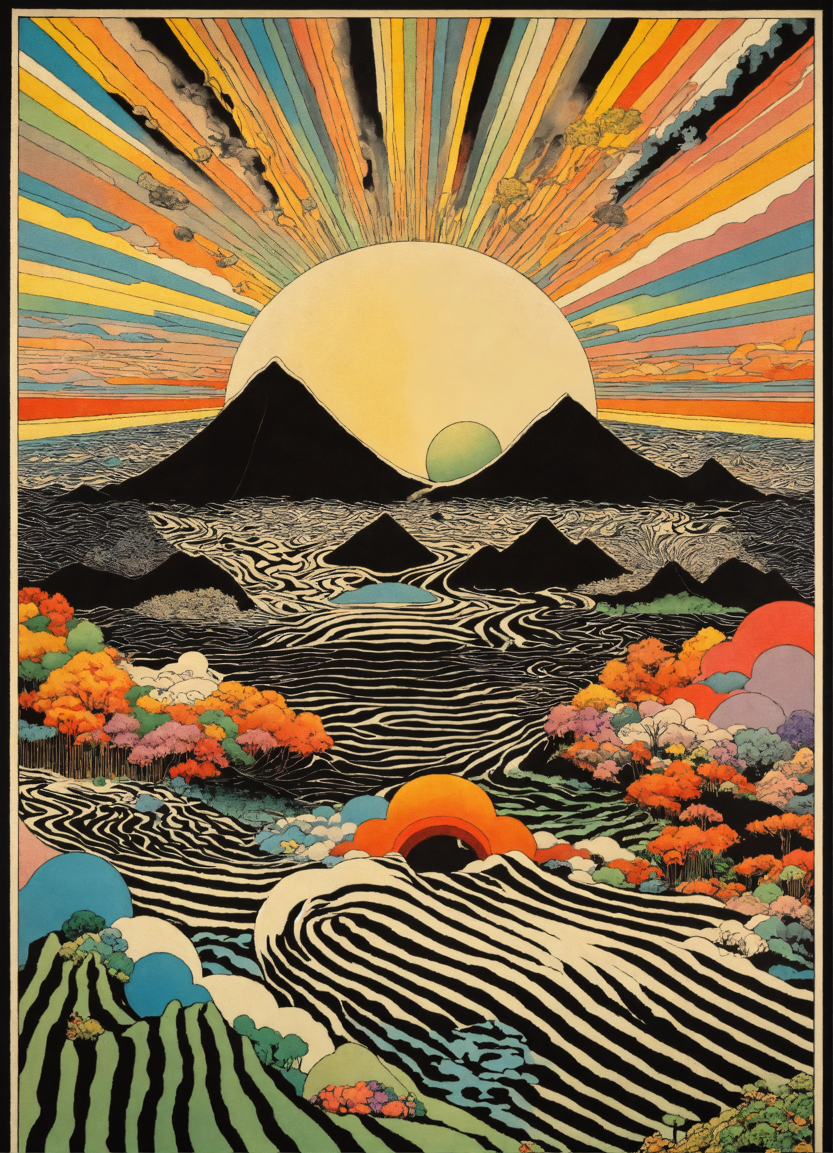 Lexica - Japanese vintage poster, psychedelic illusions, dream ...