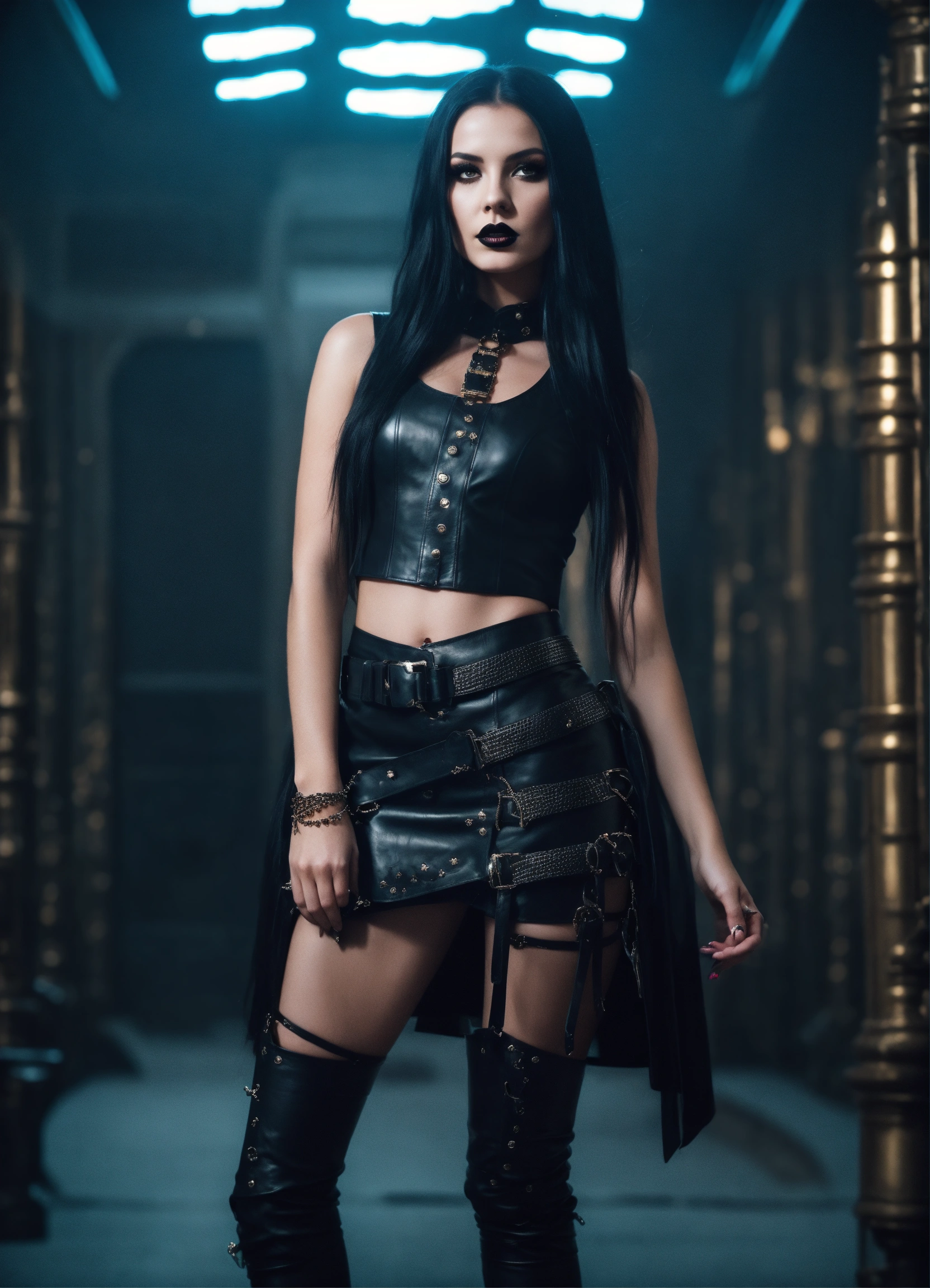 Lexica - Beautiful Extremely goth model young girl wearing black ...