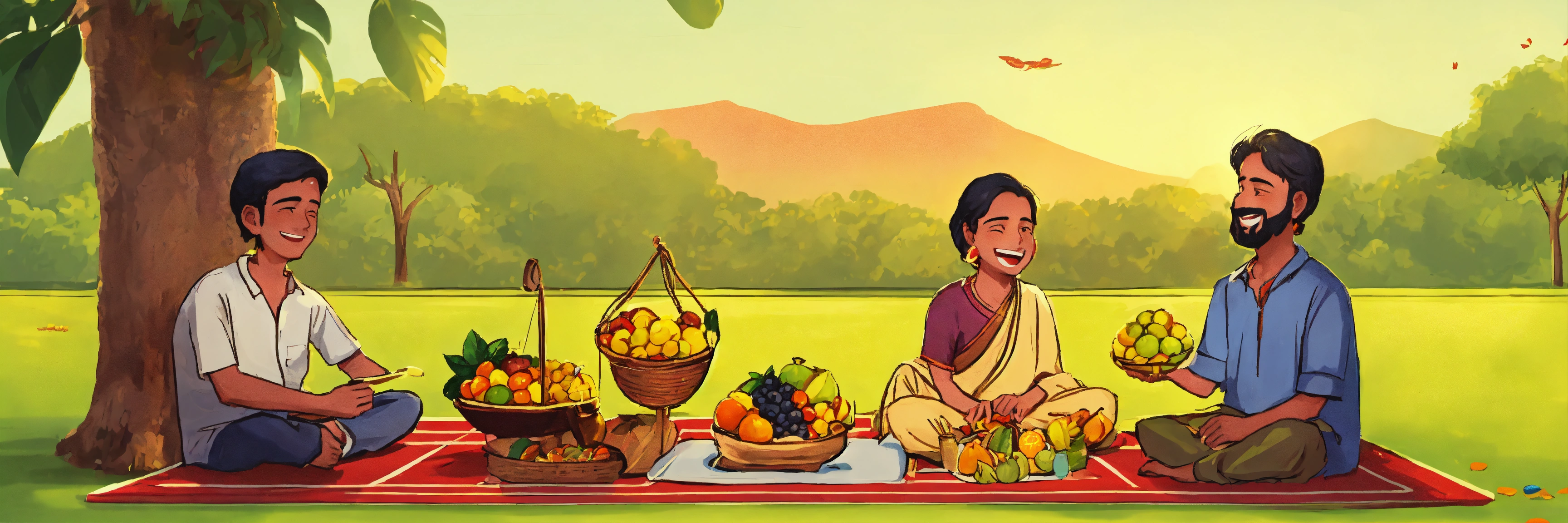 Lexica - A happy and content Ravi with his relatives, enjoying the ...