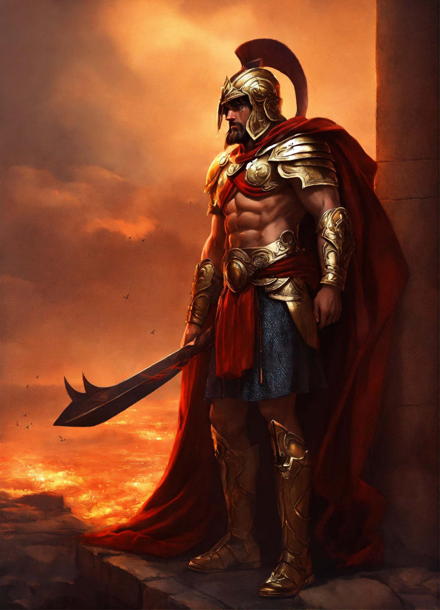 Lexica - Ares scared and crying, greek god