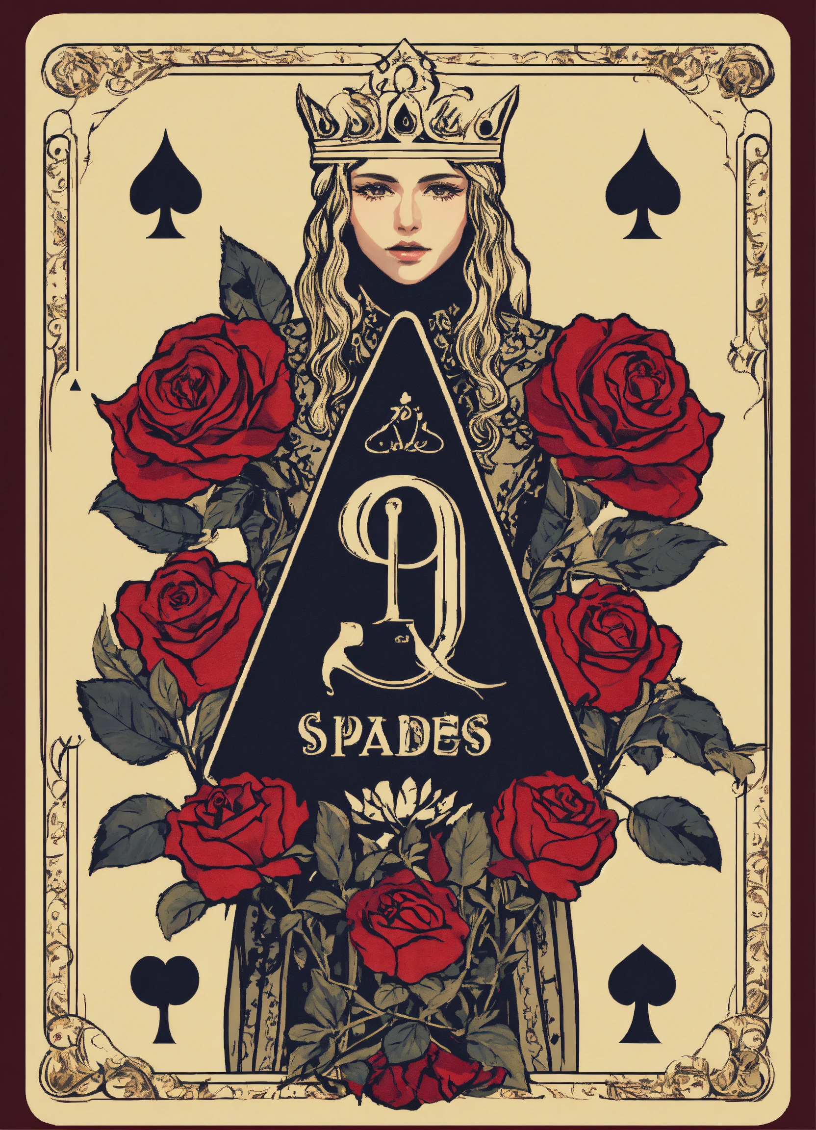 Lexica - Playing card queen of spades sign of spades replaced by sign ...