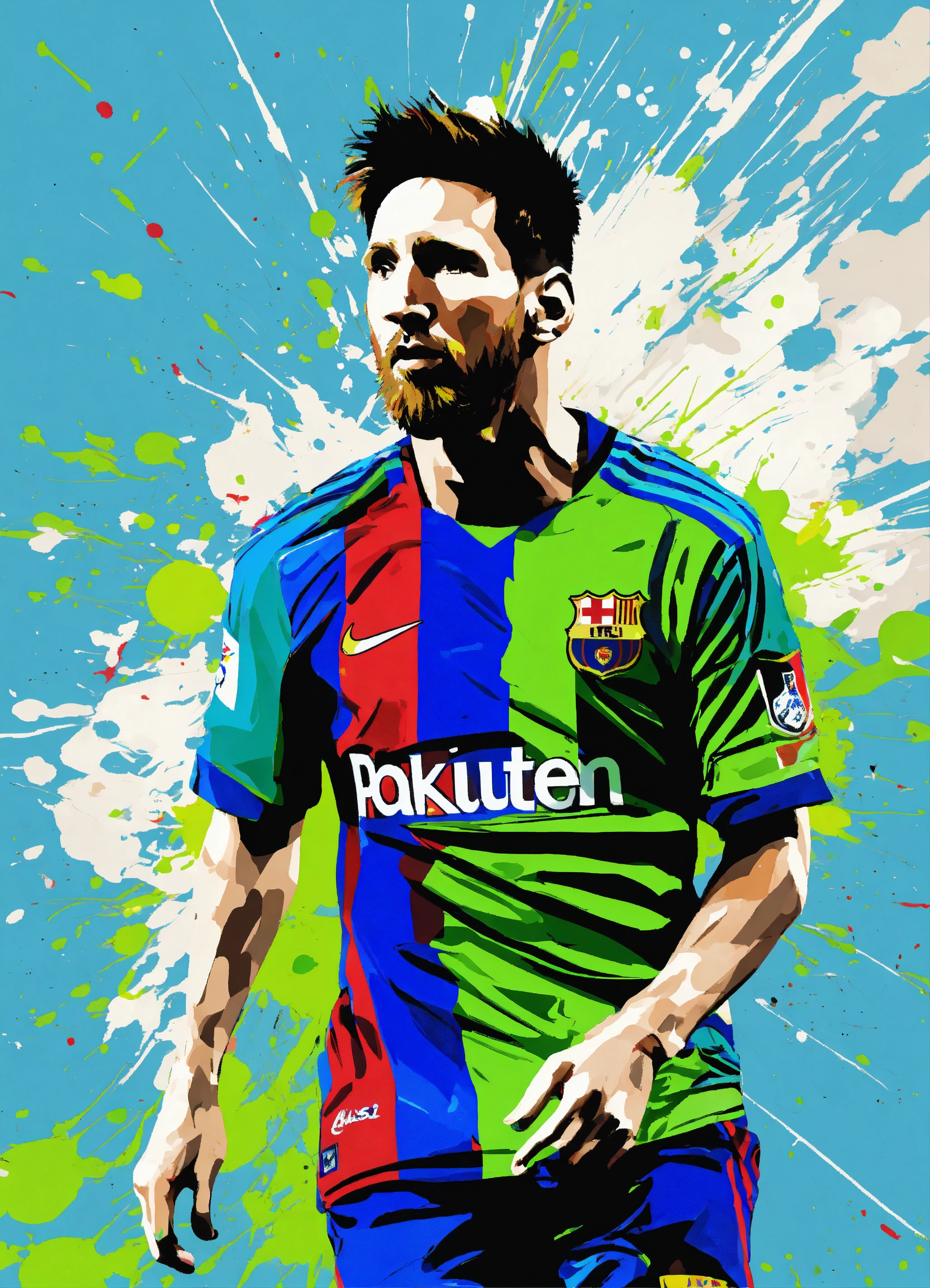 Lexica - Futuristic paint splatter of messi , Basquiat-inspired, creamy ...