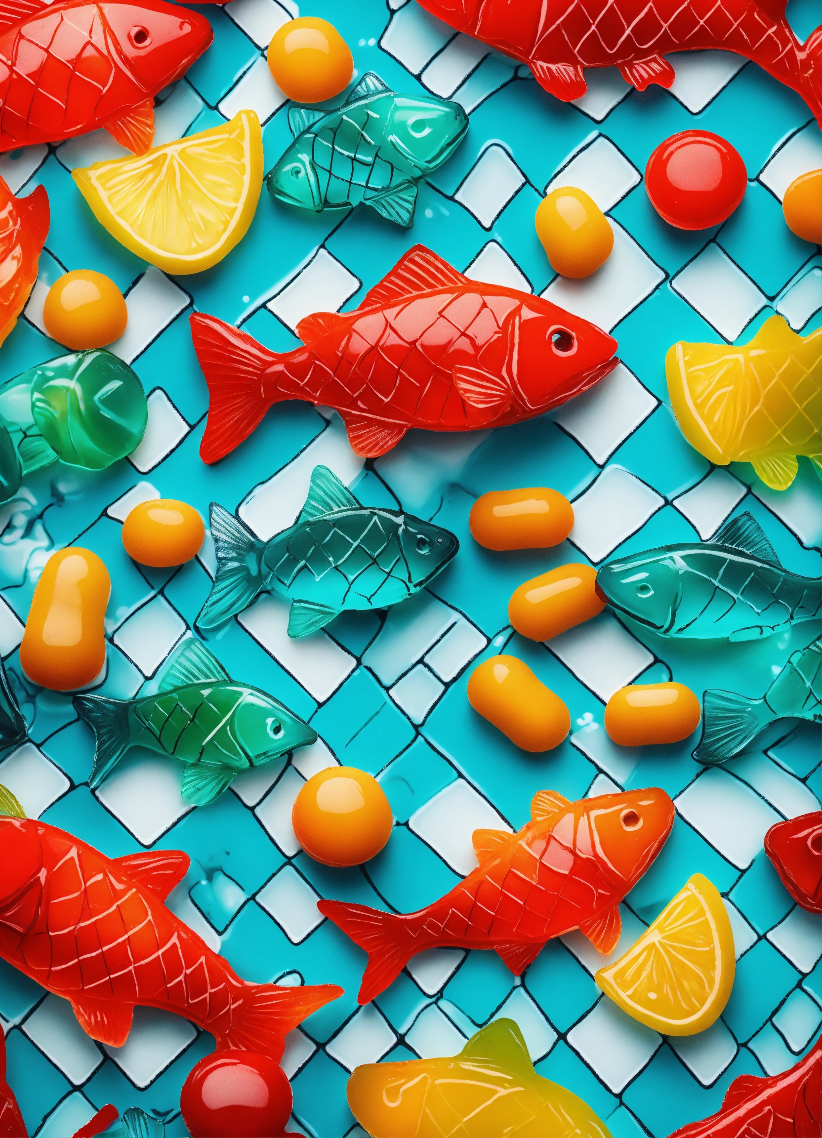 Lexica - Repeating pattern of 3d HD hyper realistic Swedish fish and ...