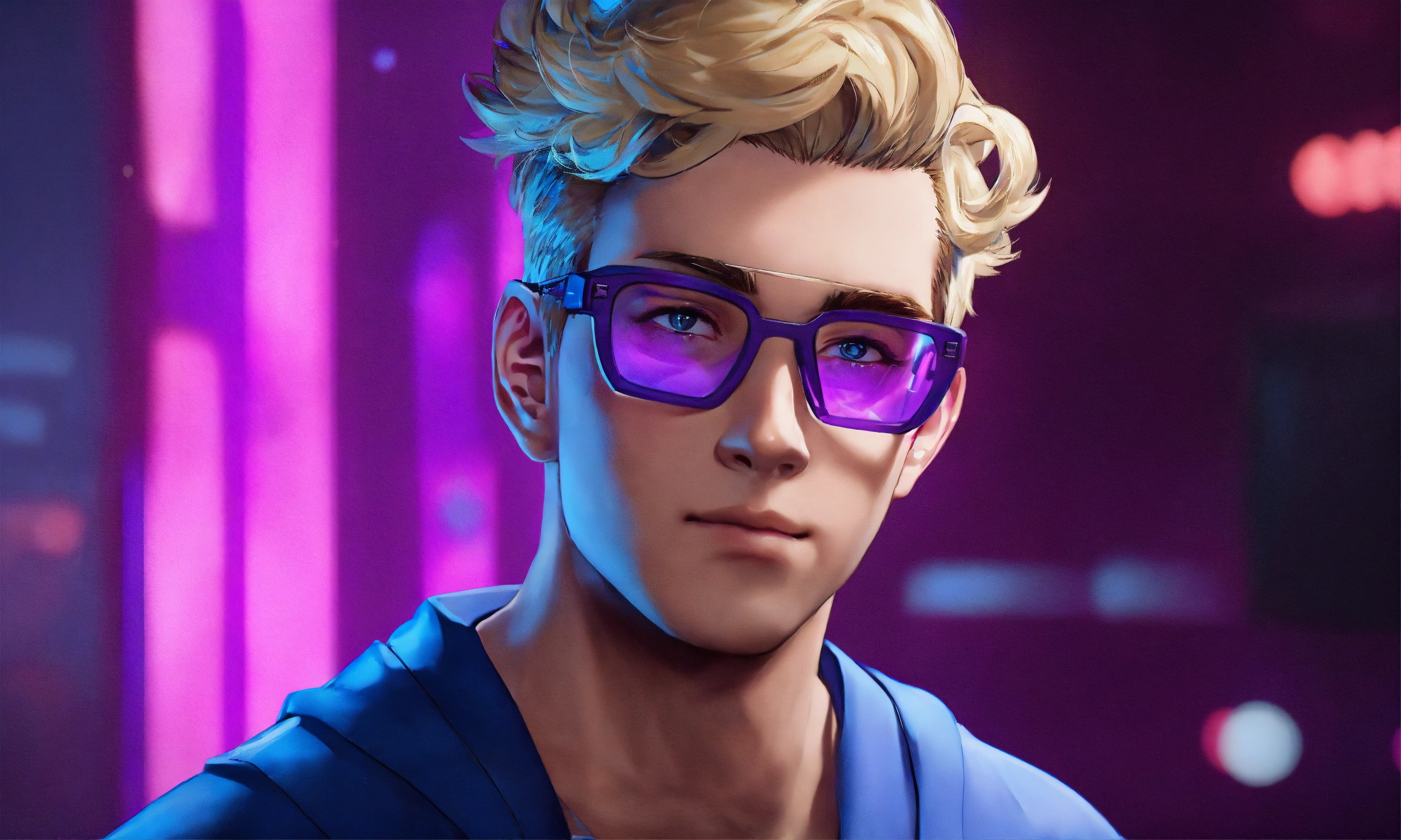 Lexica - A male gaming streamer, blonde hair, clean shaved, short wavy ...