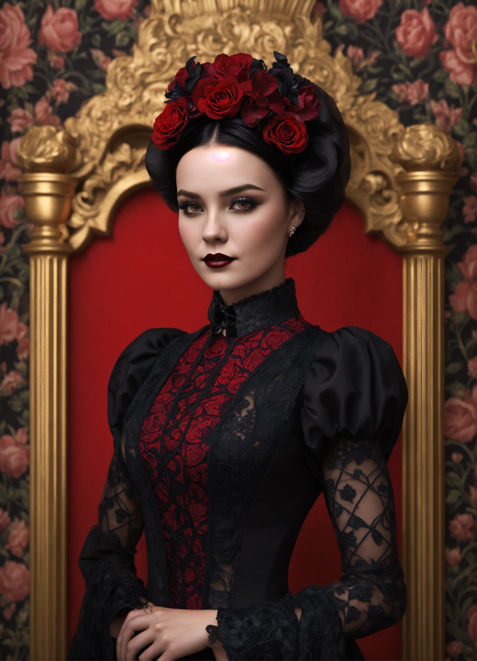 Lexica - Elaborate Gothic Wednesday Adams queen of hearts in an elegant ...