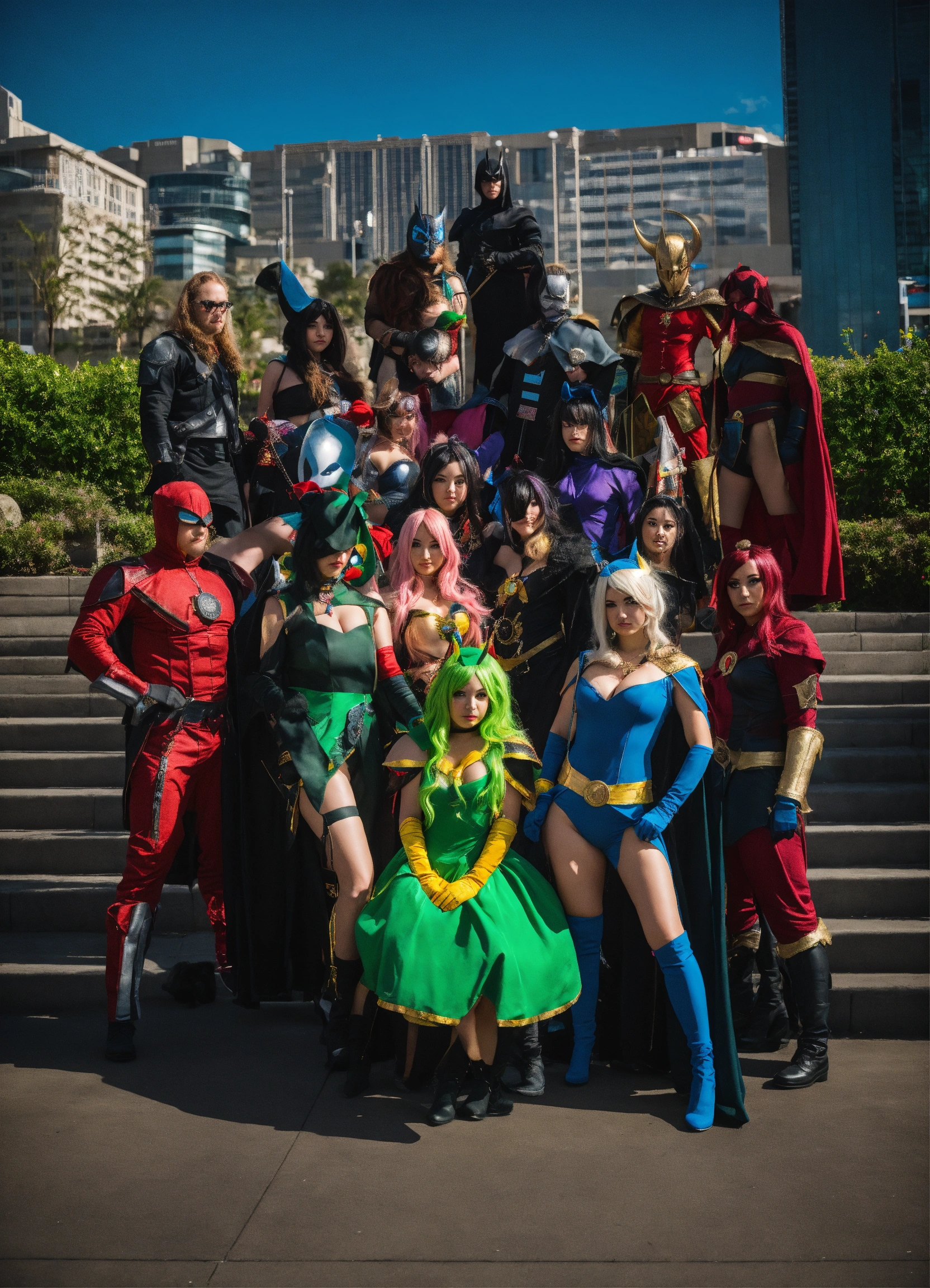 Lexica - Comic con group photo, lots of different cosplay, shot on Sony ...