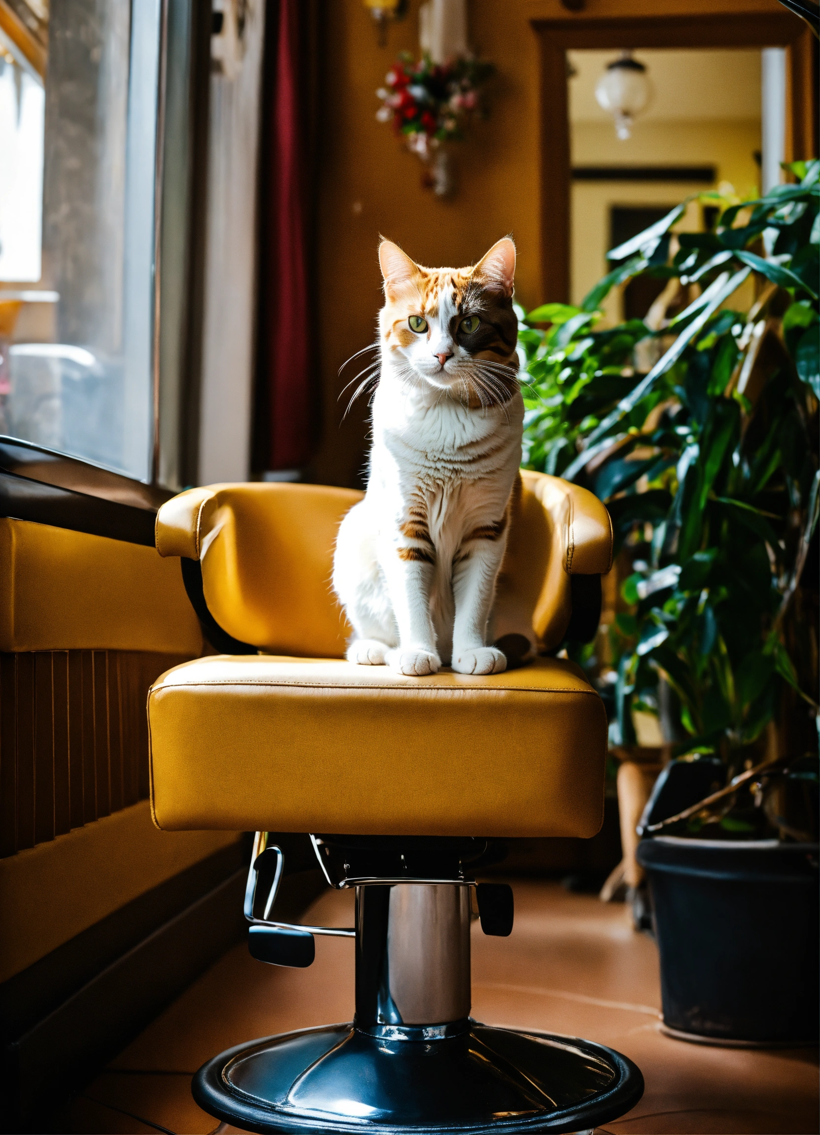Lexica - Cat near the hairdresser's chair