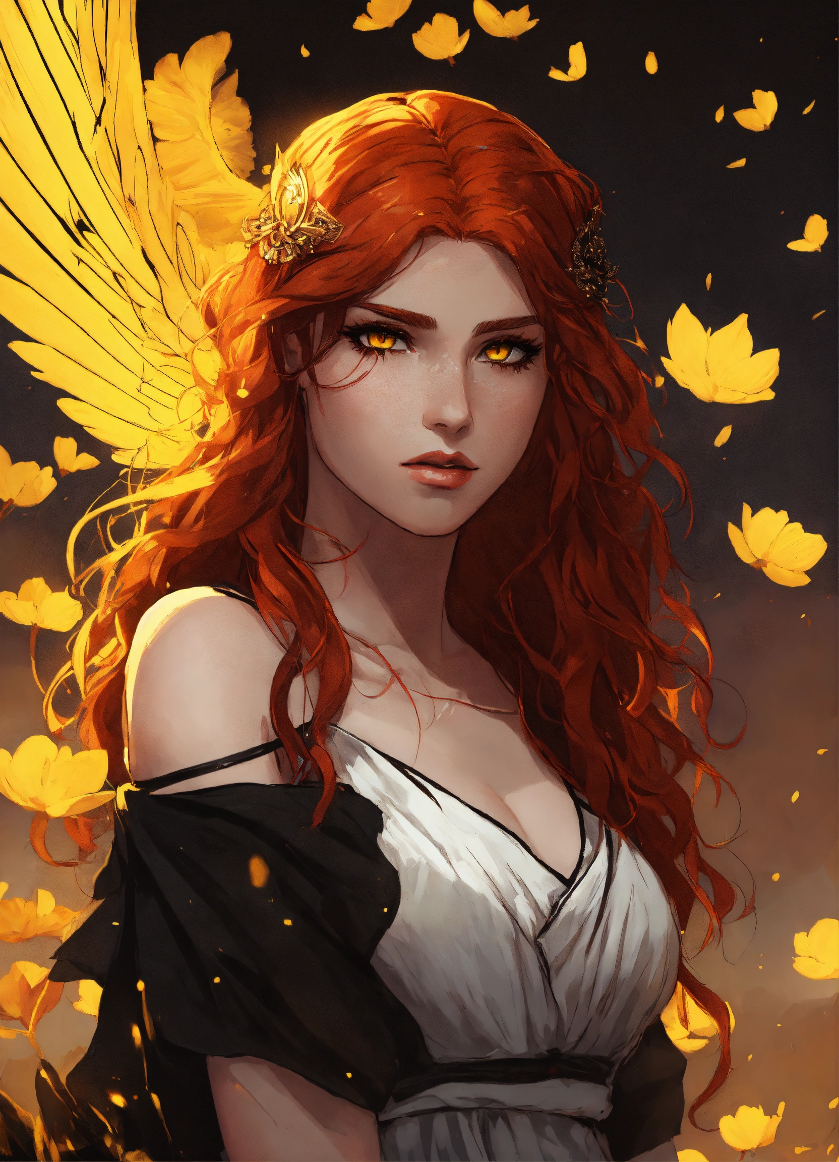 Lexica - Young goth red haired Greek goddess with yellow eyes and a ...