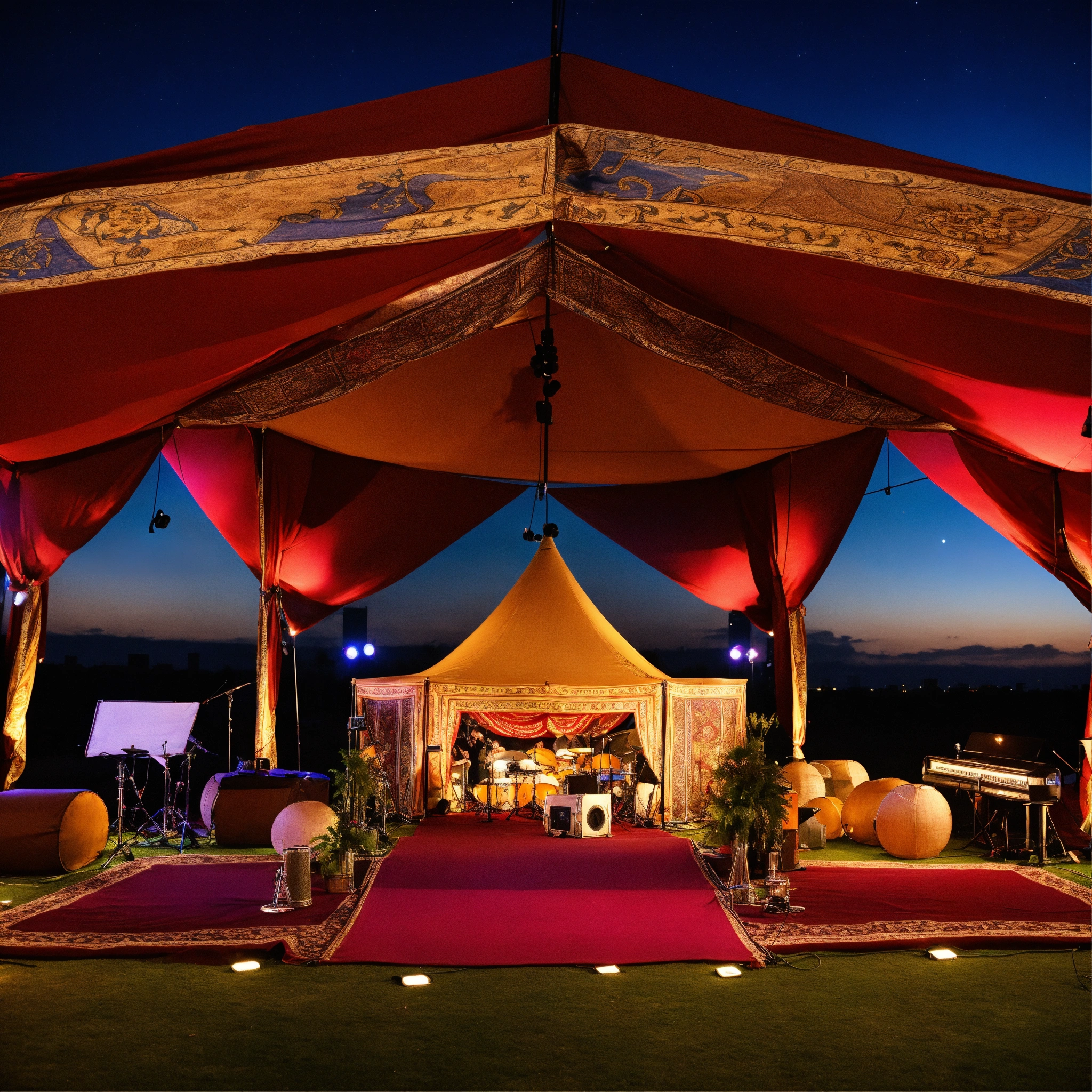 Lexica - Arabian tent themed outdoor concert stage with live music bands