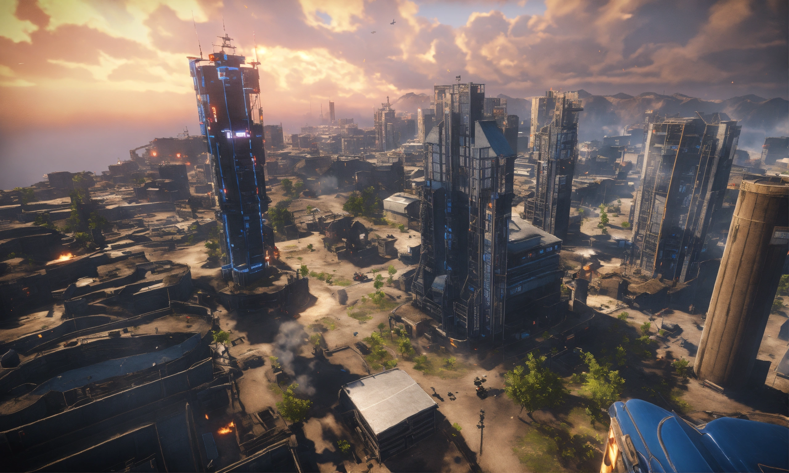 Lexica - Highrise call of duty map, blue sky, bright 4k