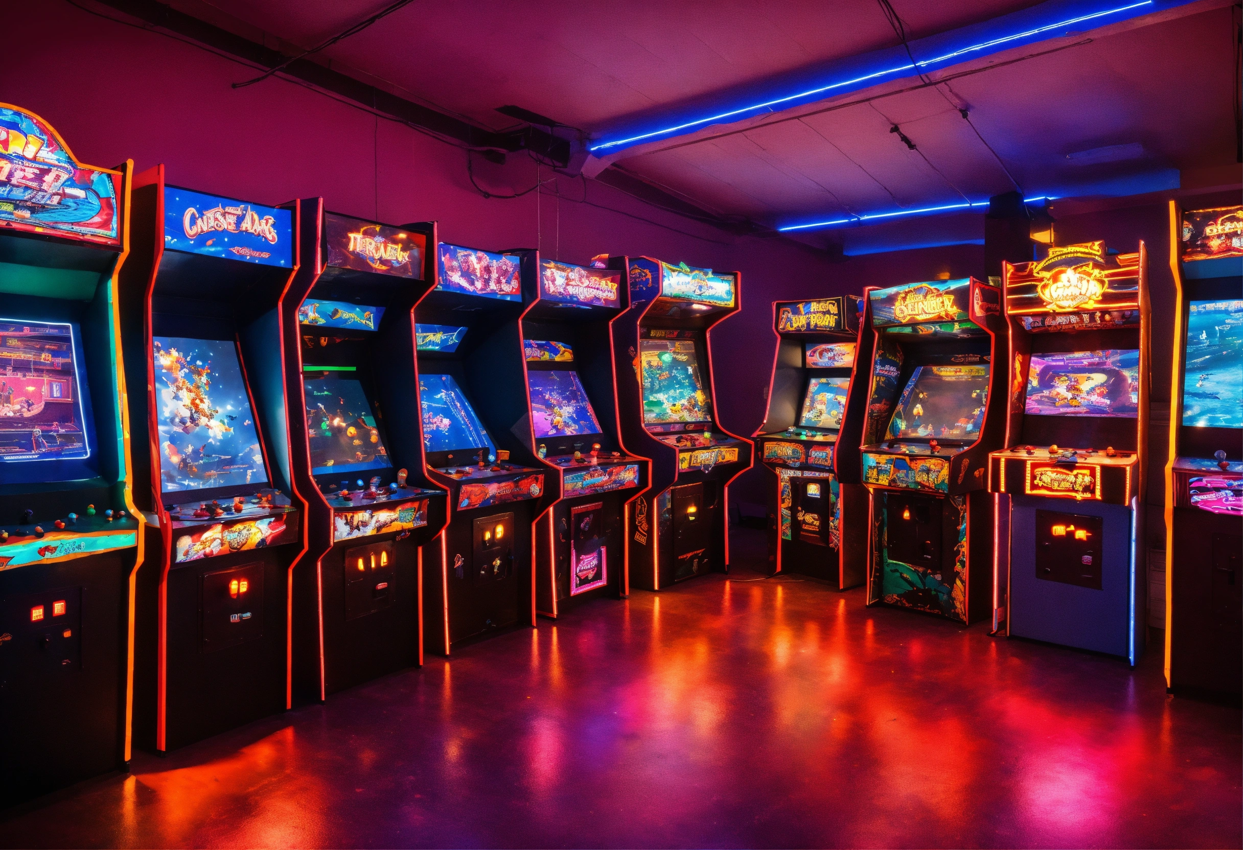 Lexica - Sci Fi tech arcade with lots of lights, many retro stand up ...