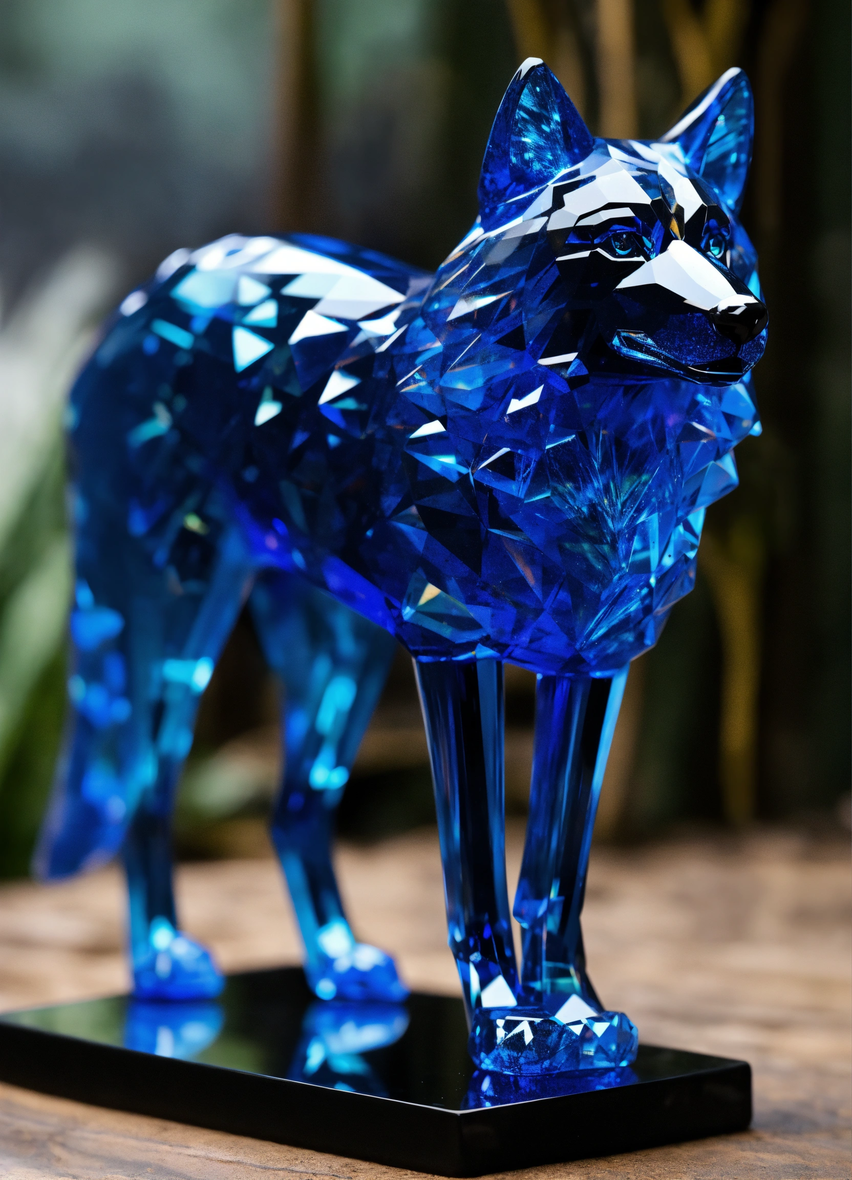 Lexica - Hyper realistic blue opaque sparkling crystal wolf sculpture ...