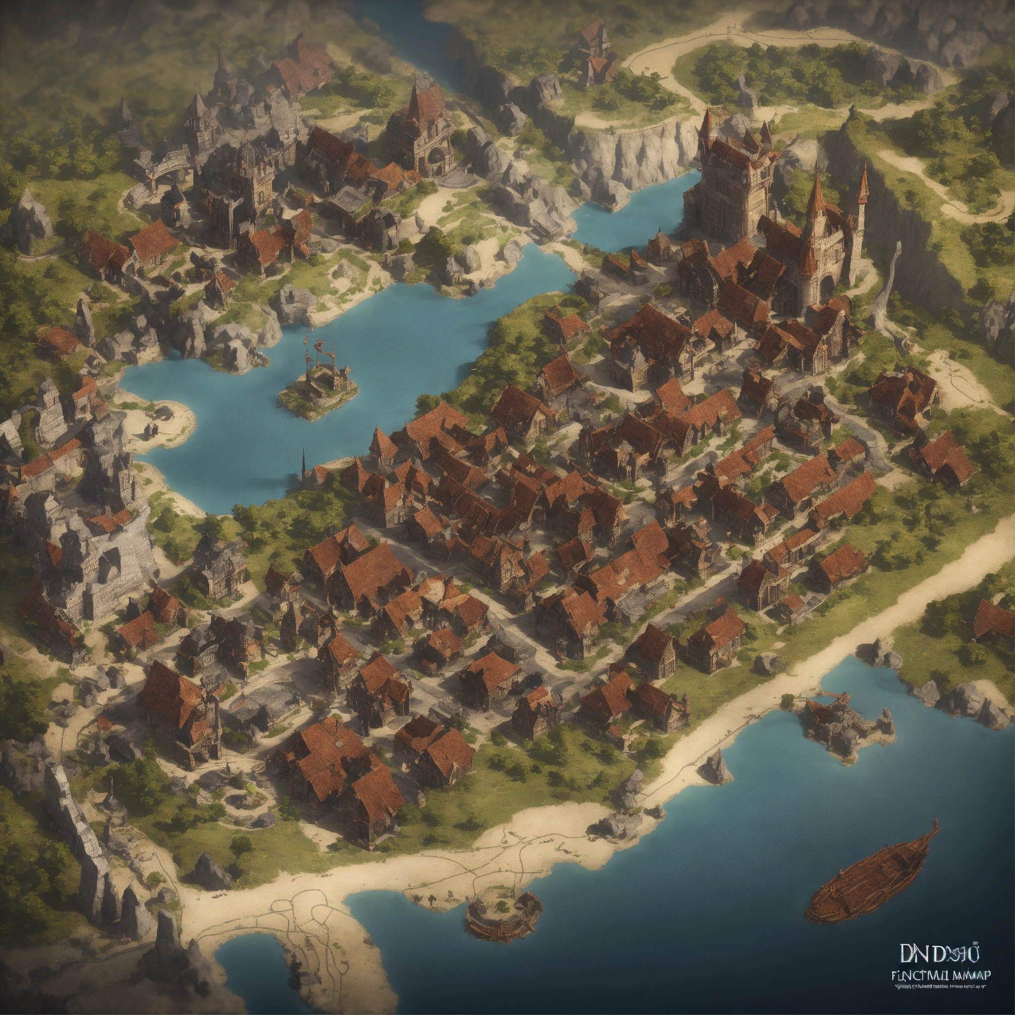 Lexica - Dnd city map. D&D, fantasy, cinematic