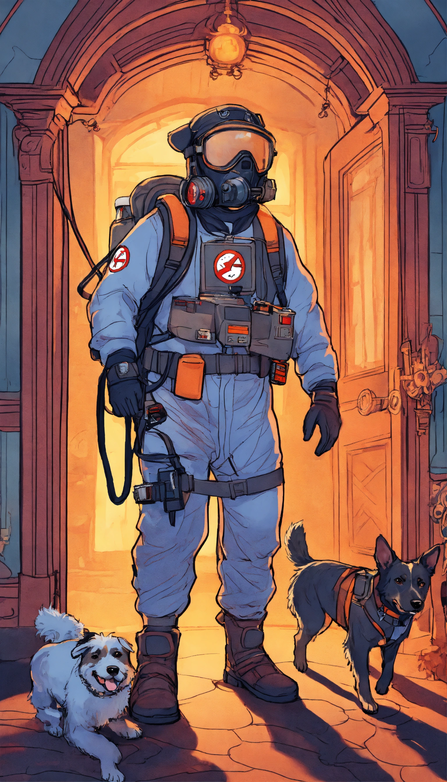 Lexica - Design a picture of a dog biking through a haunted mansion as ...