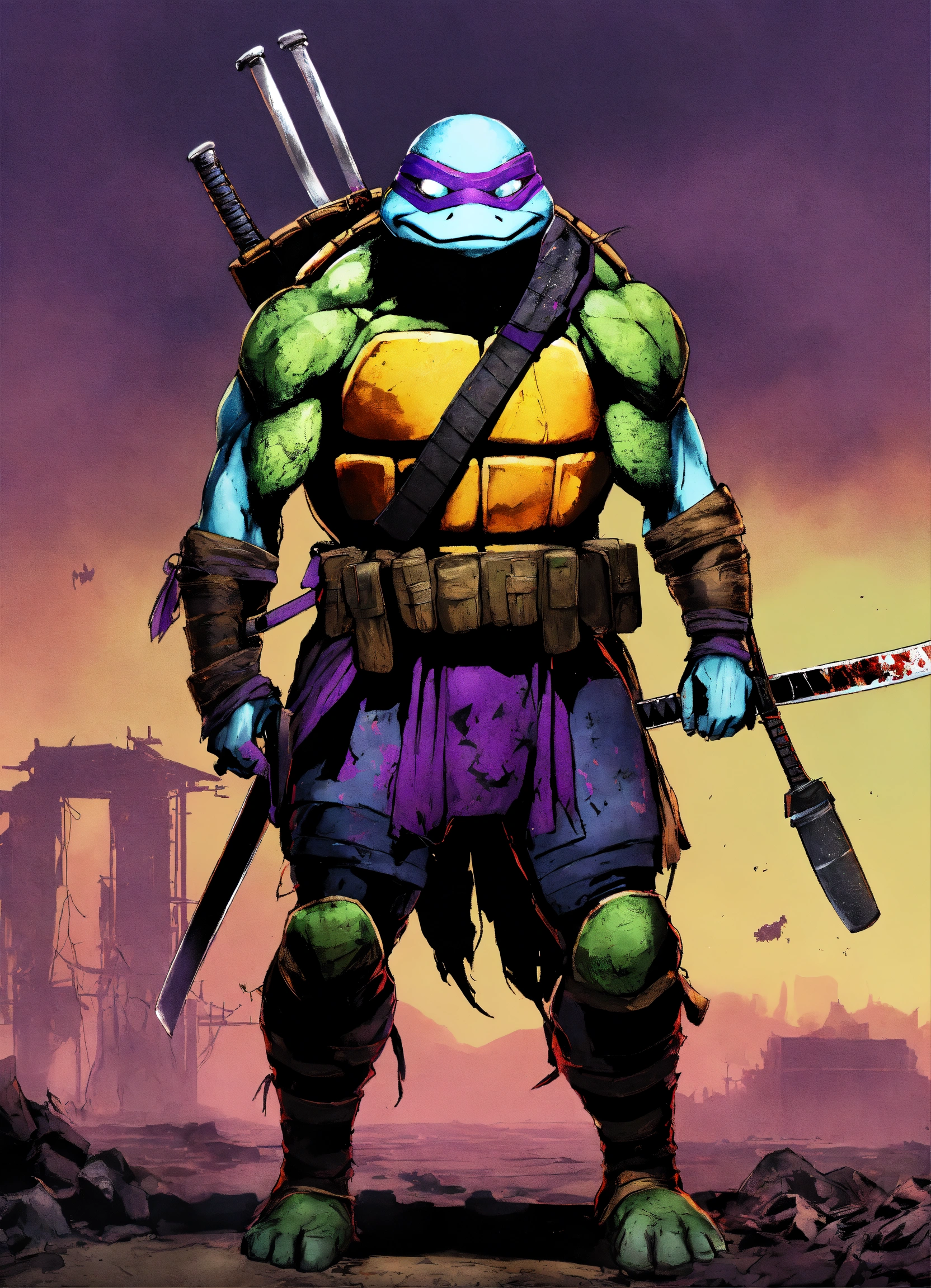 Lexica - A nightmarish ninja turtle with a purple eye band and katana ...