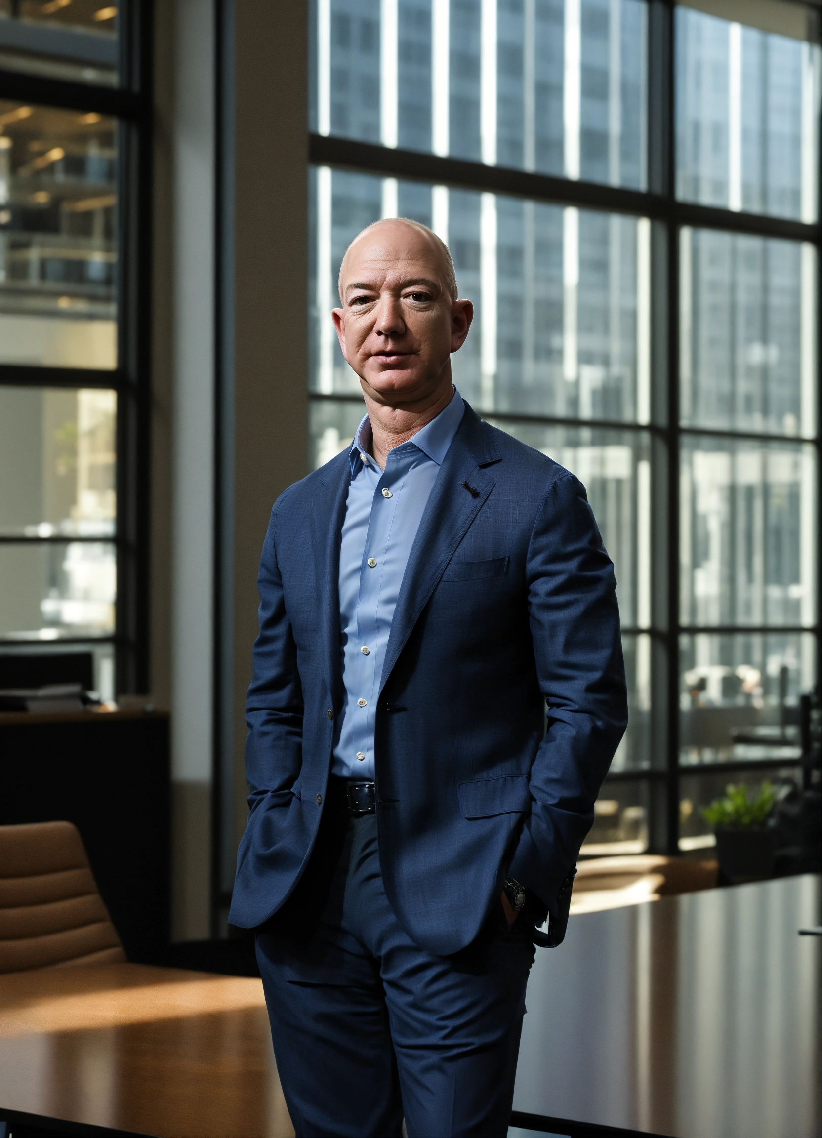 Lexica - Jeff bezos in conference room in front of Amazon building
