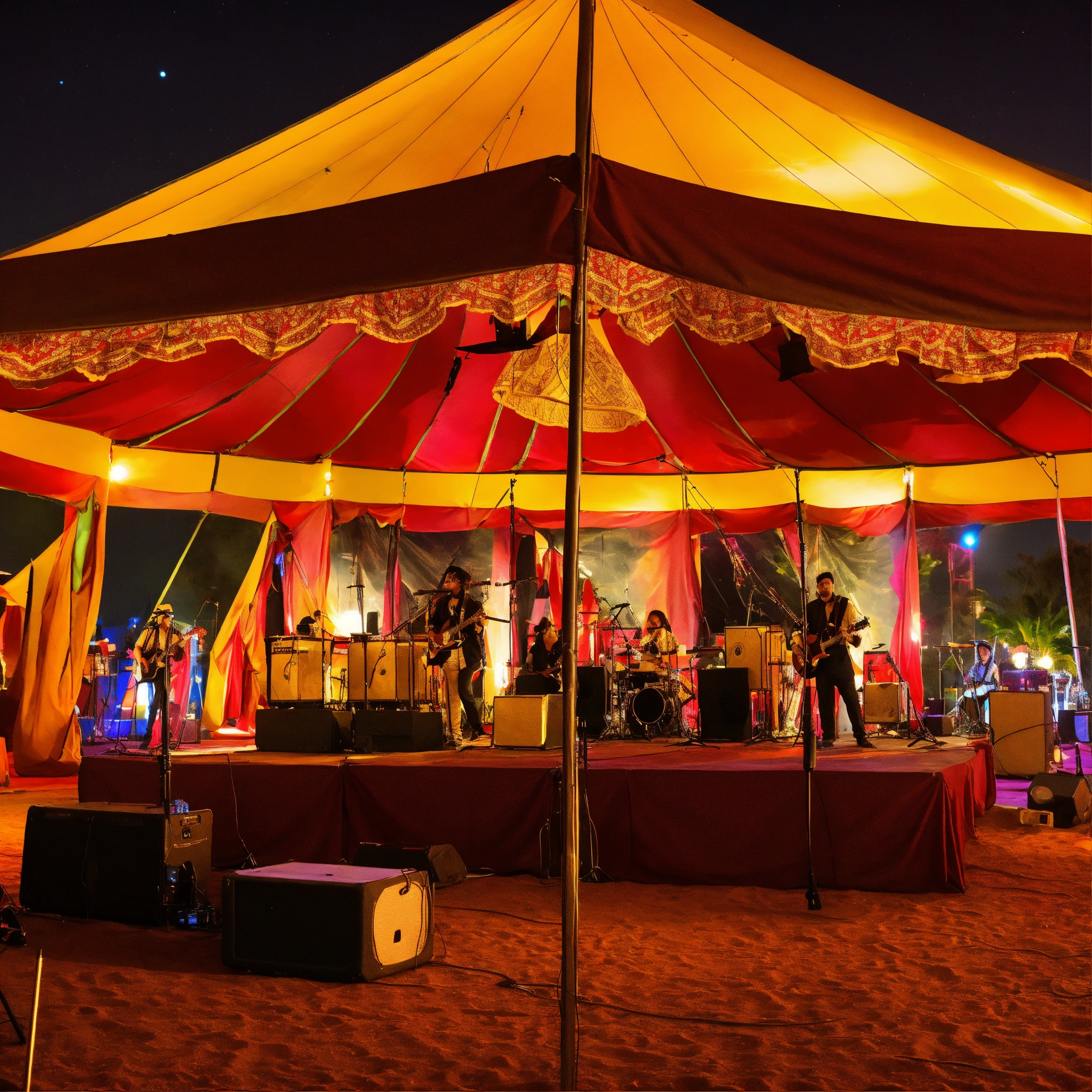 Lexica - Arabian tent themed outdoor concert stage with live music bands