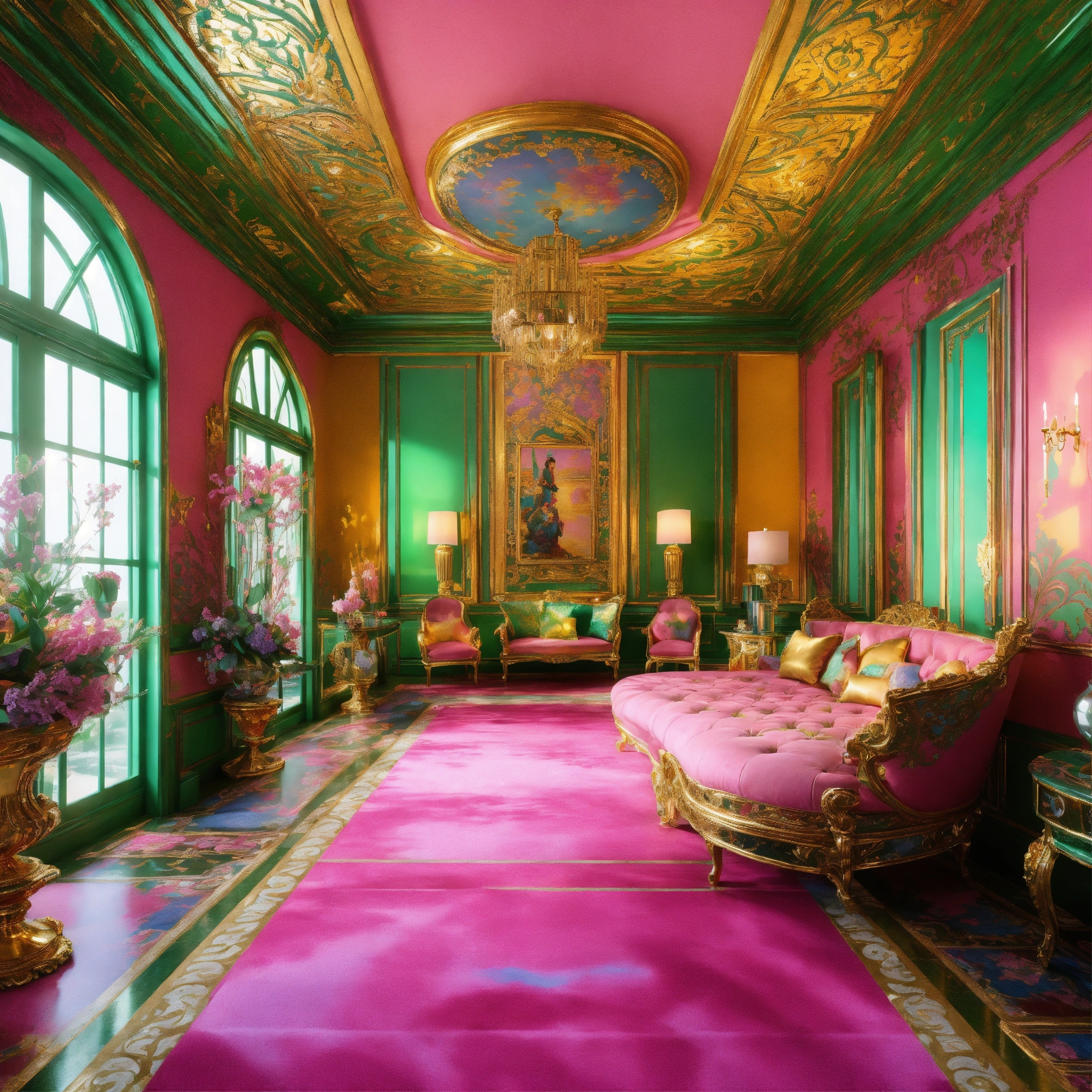 Lexica - Futuristic beautiful French mansion interior glamorous ...