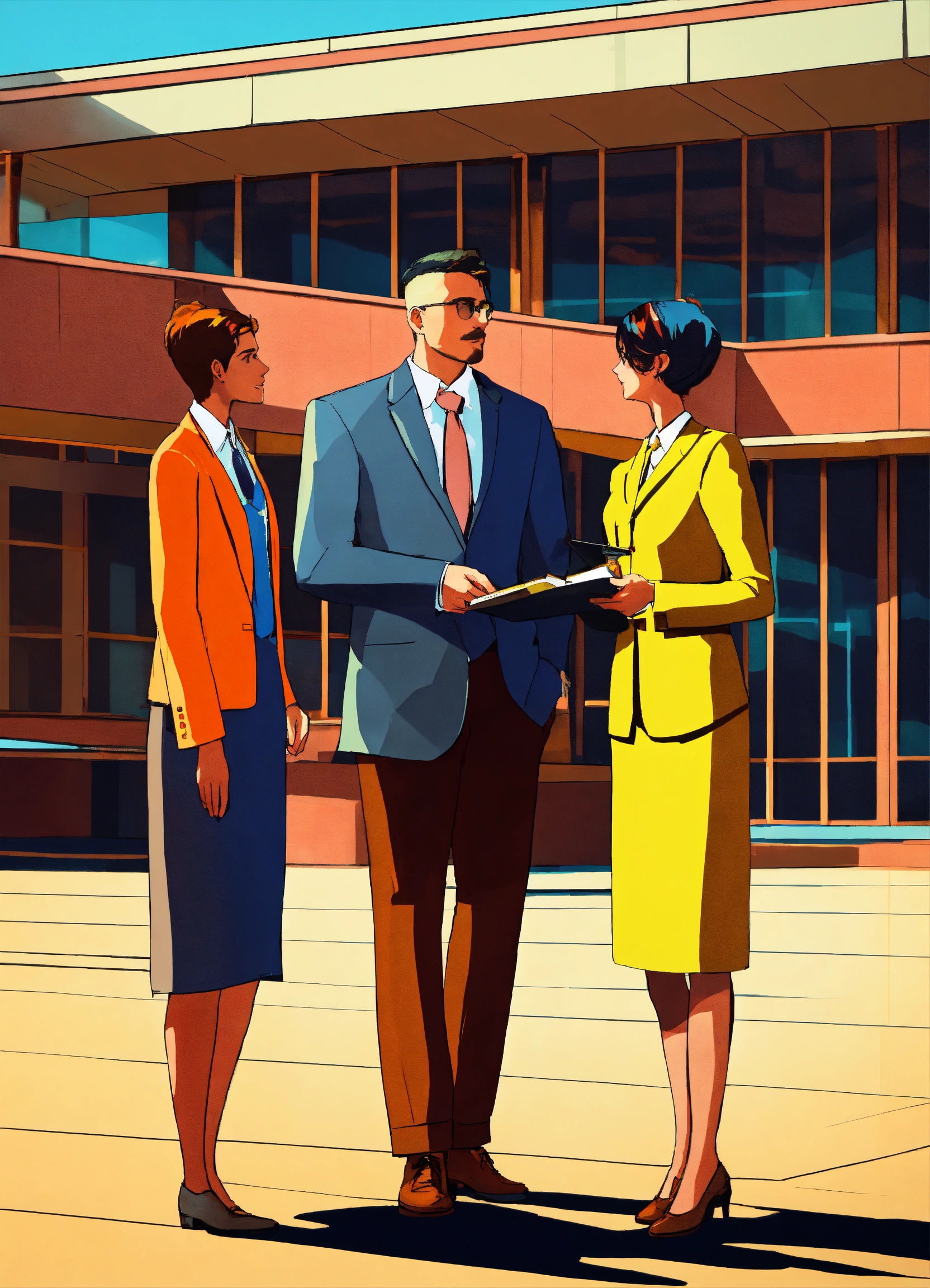 Lexica - Well dressed school principals talking in a super ultra modern ...