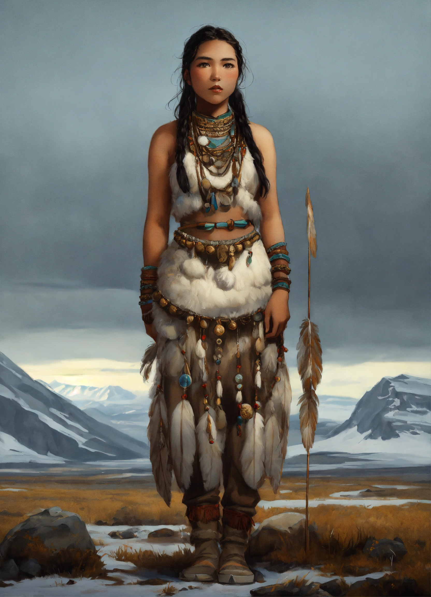 Lexica - Full body Illustration by Tom Björklung an inuit woman, young ...