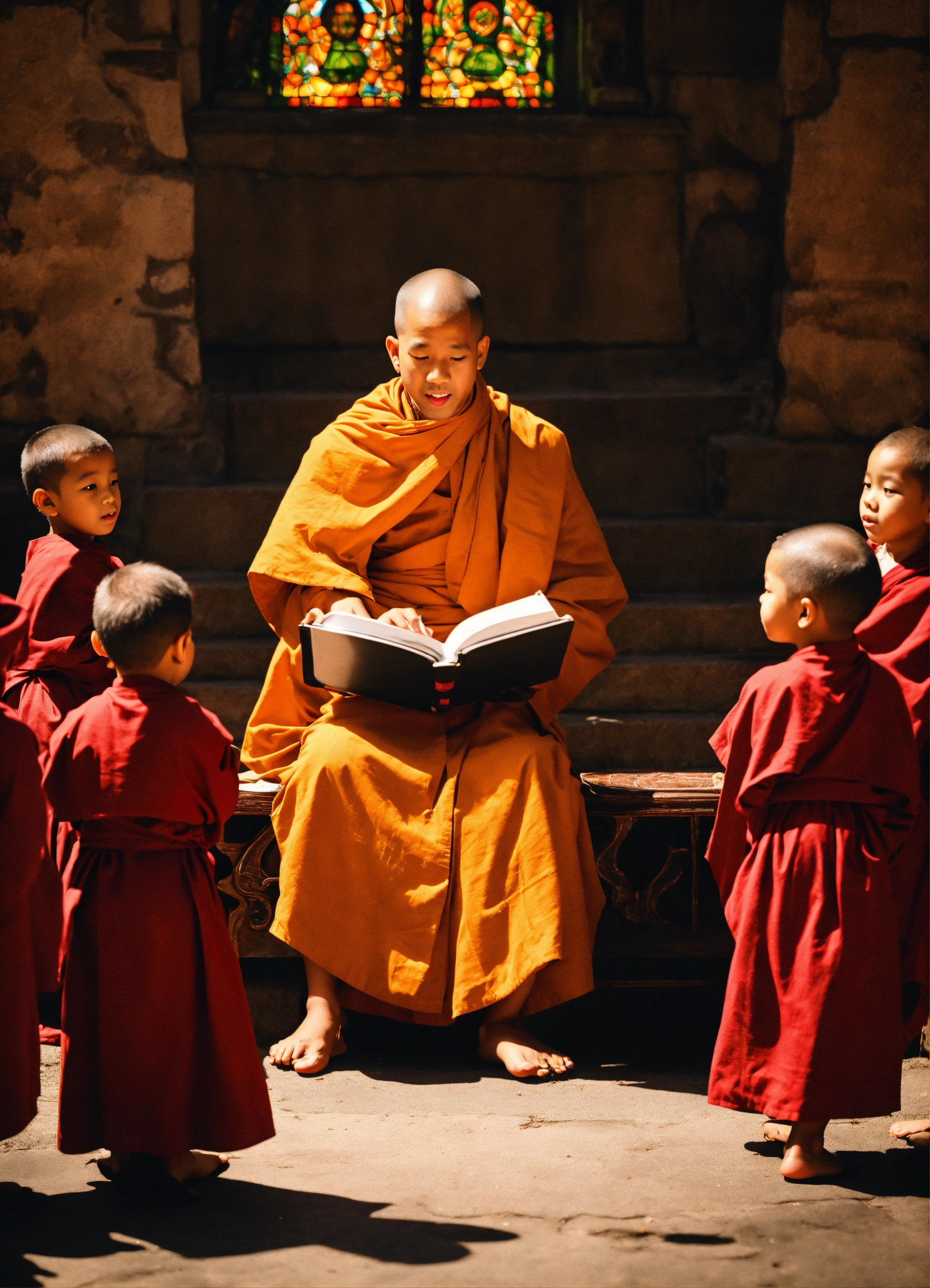 Lexica - Monk preaching young children lessons