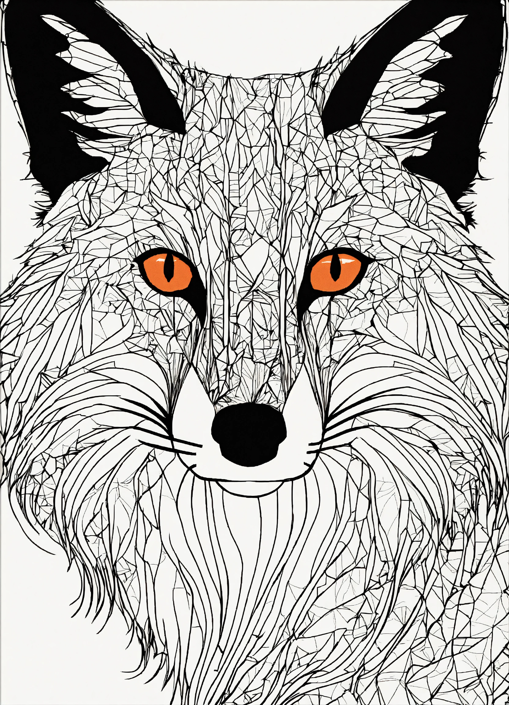 Lexica - Create a sketch of the fox silhouette, black, single lines as ...