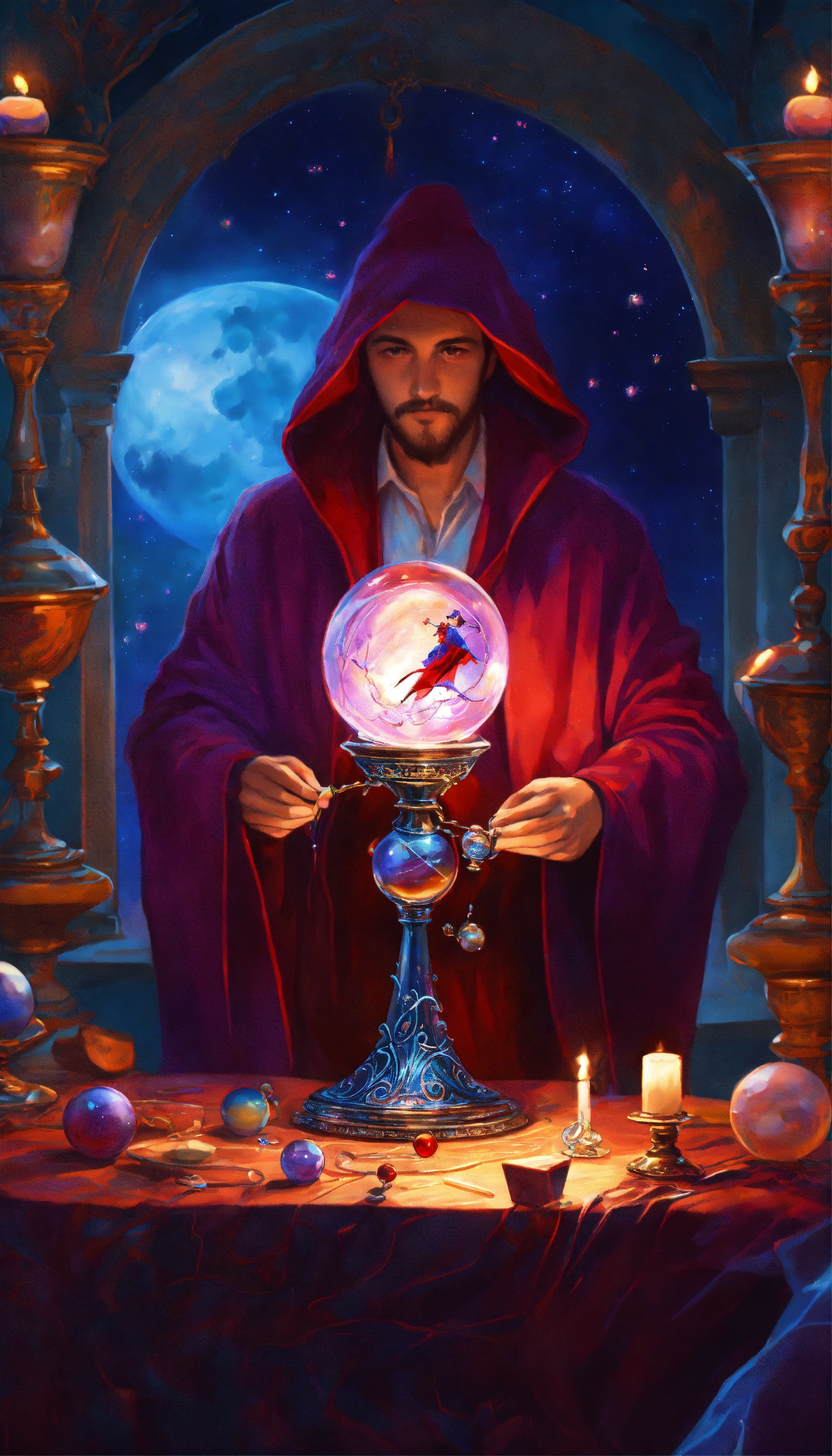 Lexica - ALL GLASSBLOWING superrealism STYLE MAN in center Wizard ...