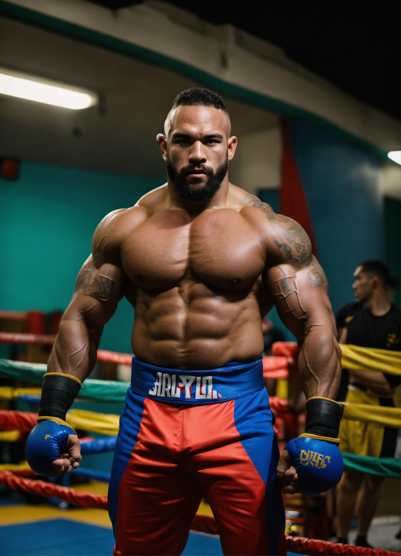 Lexica - 30-year-old wrestler with big muscles in a dojo, bodybuilder ...