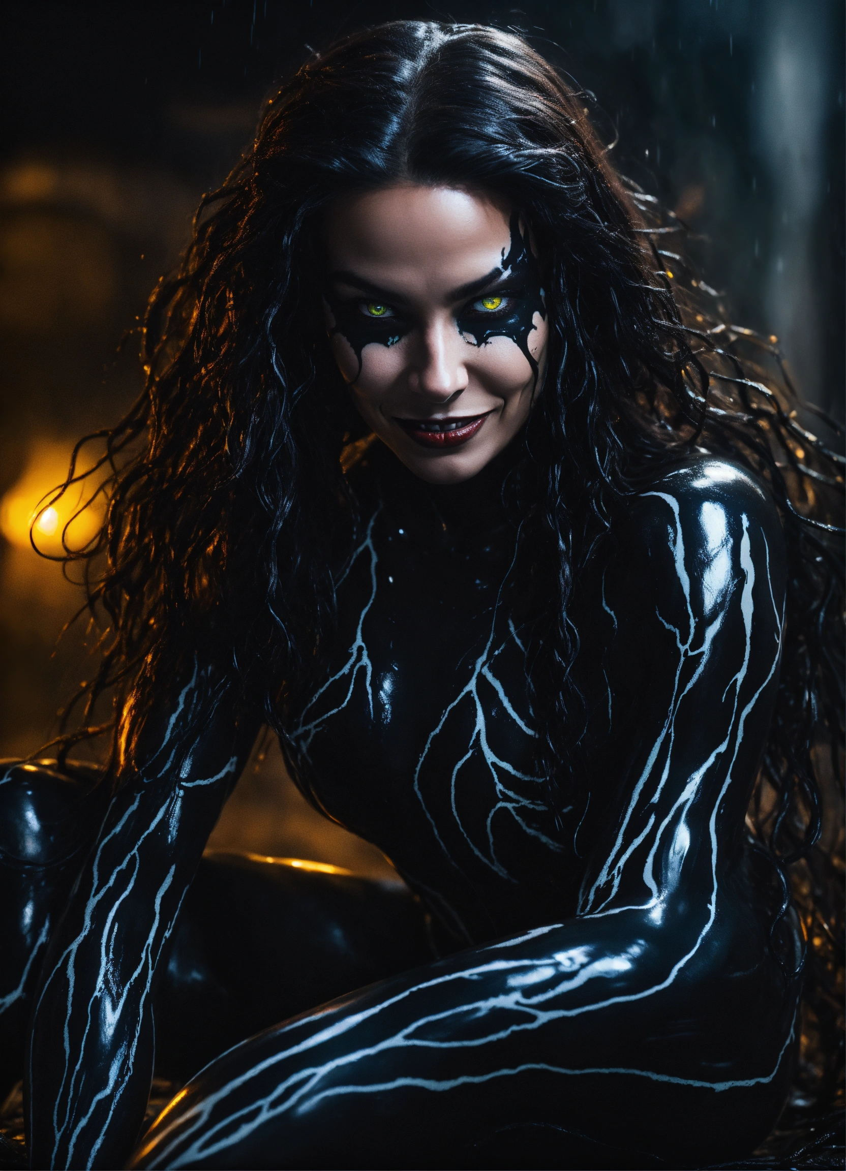Lexica - An ultrarealistic full body photograph of woman venom symbiote ...