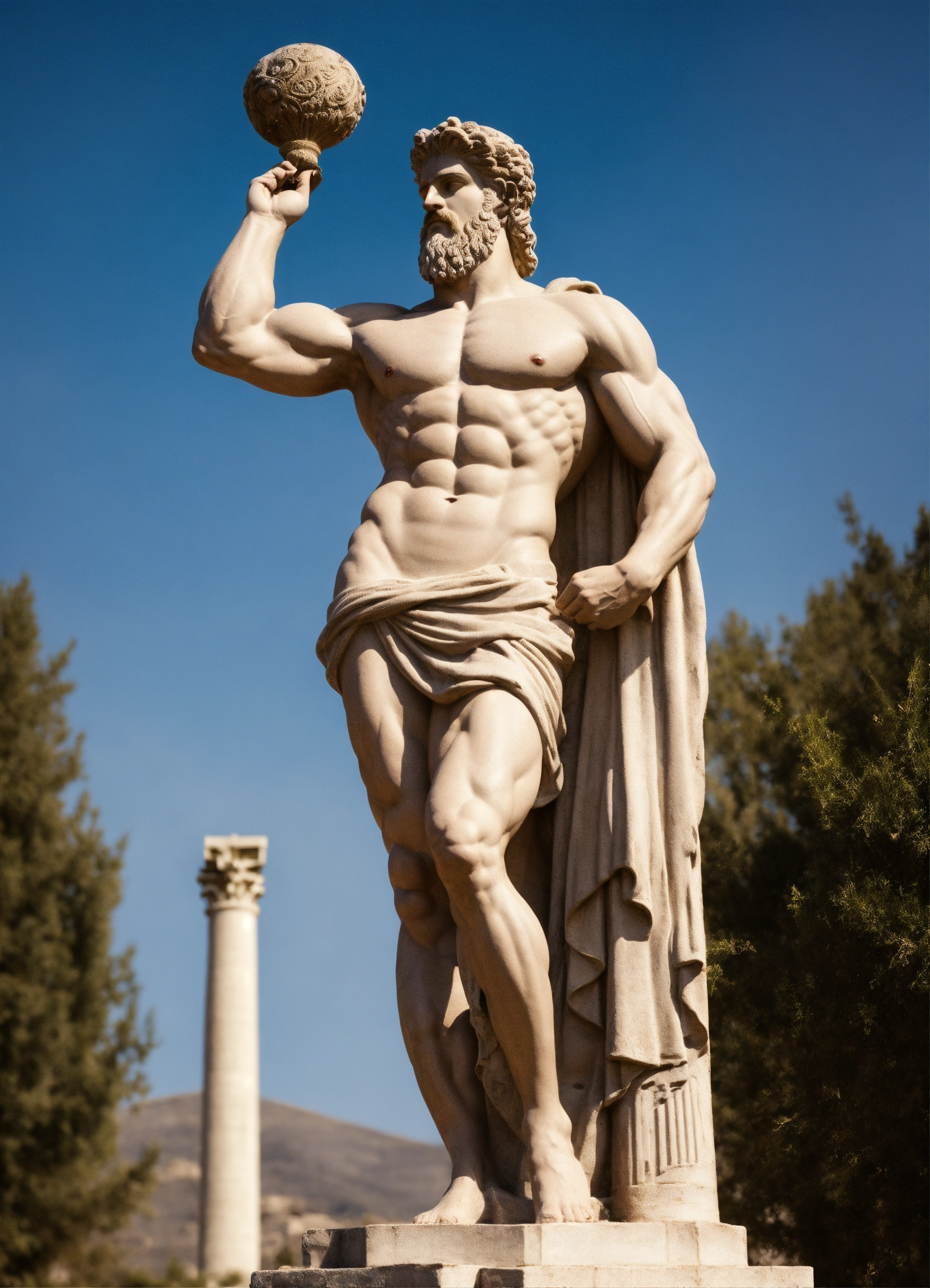 Lexica - A muscular Statue of a greek god posing in simple Style Like ...