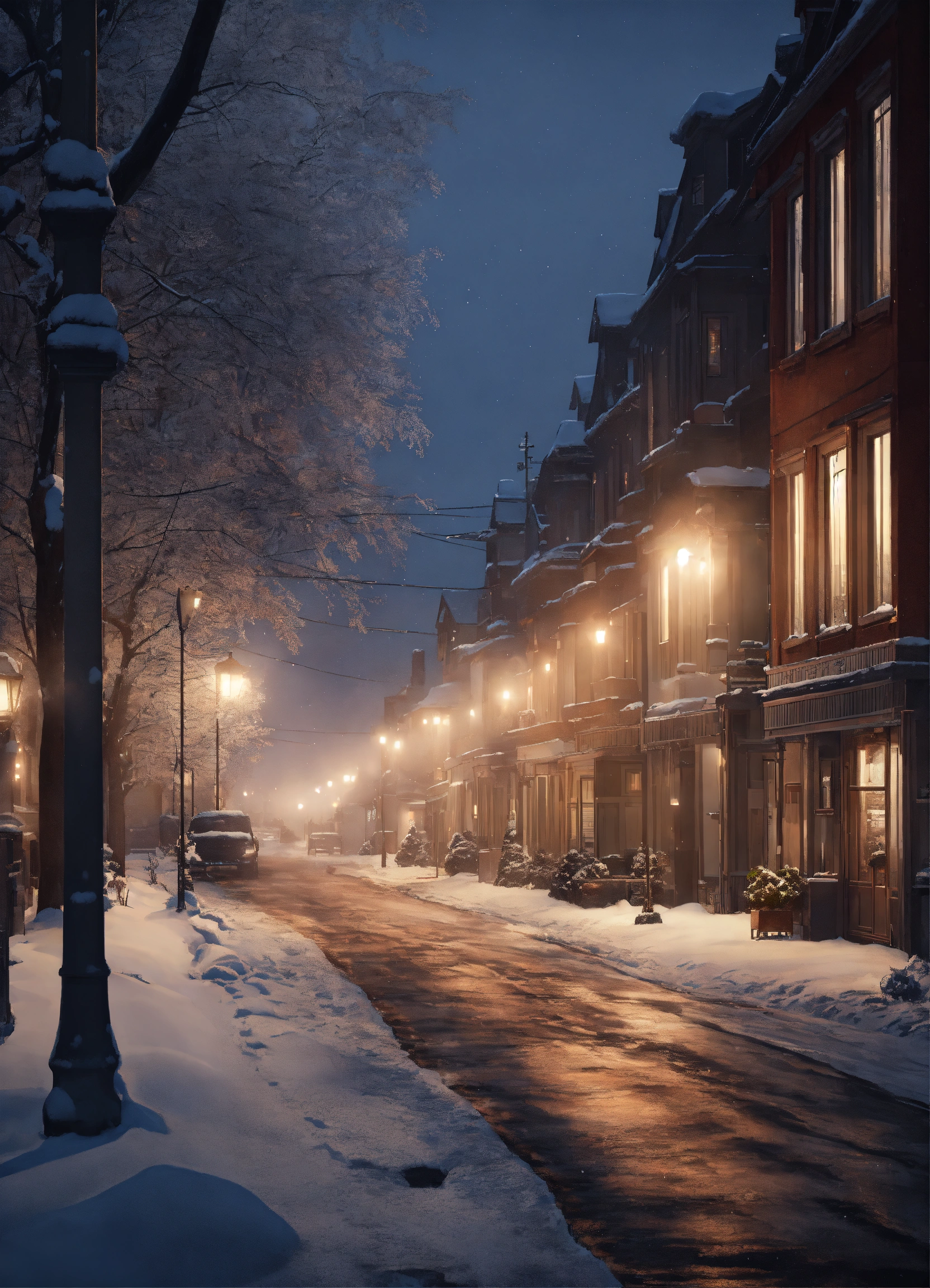 Lexica - Ultra realistic winter landscape, big city street with fair ...