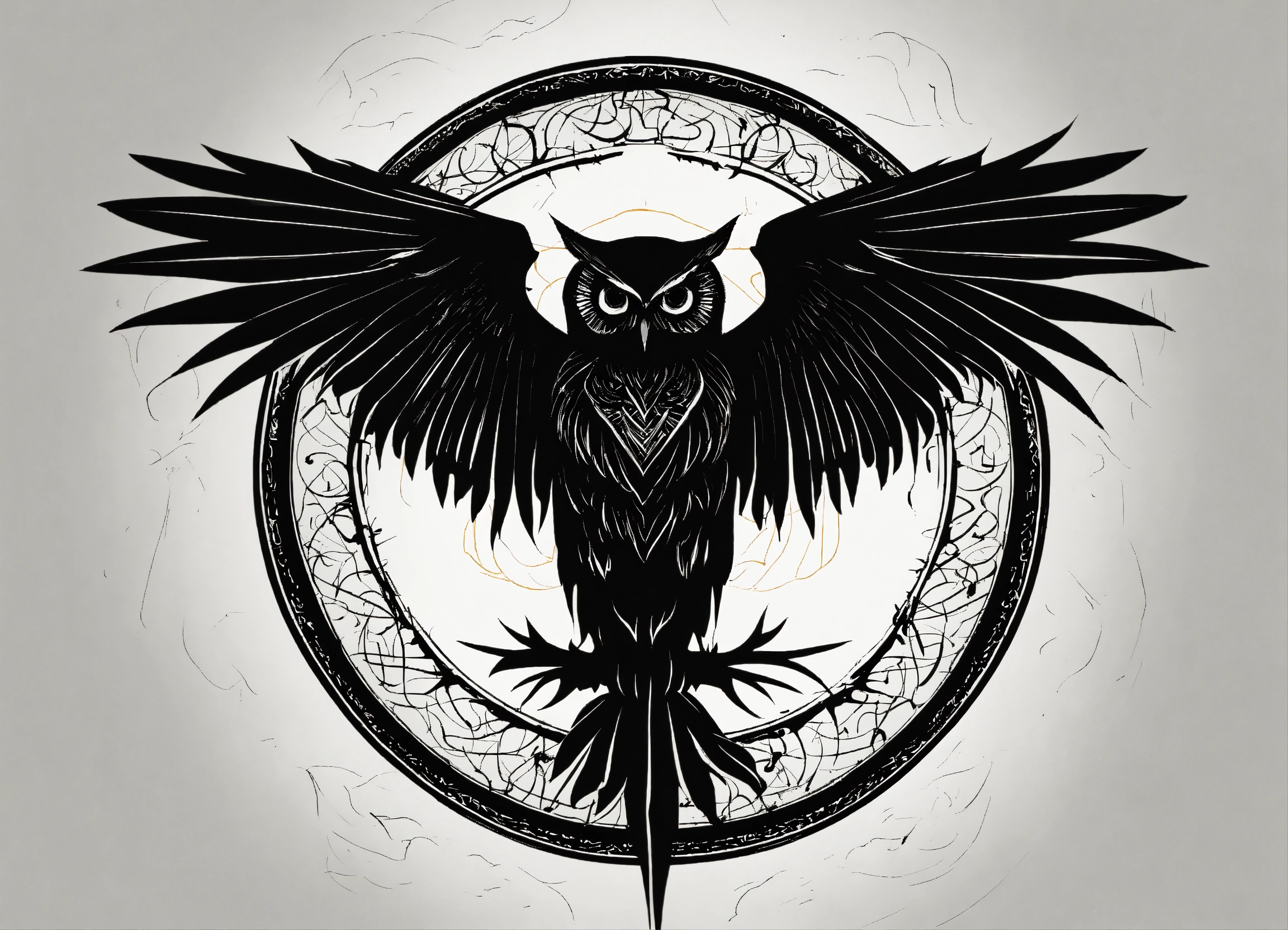 Lexica - Evil demonic Black owl divine circular symbol, inspired by ...