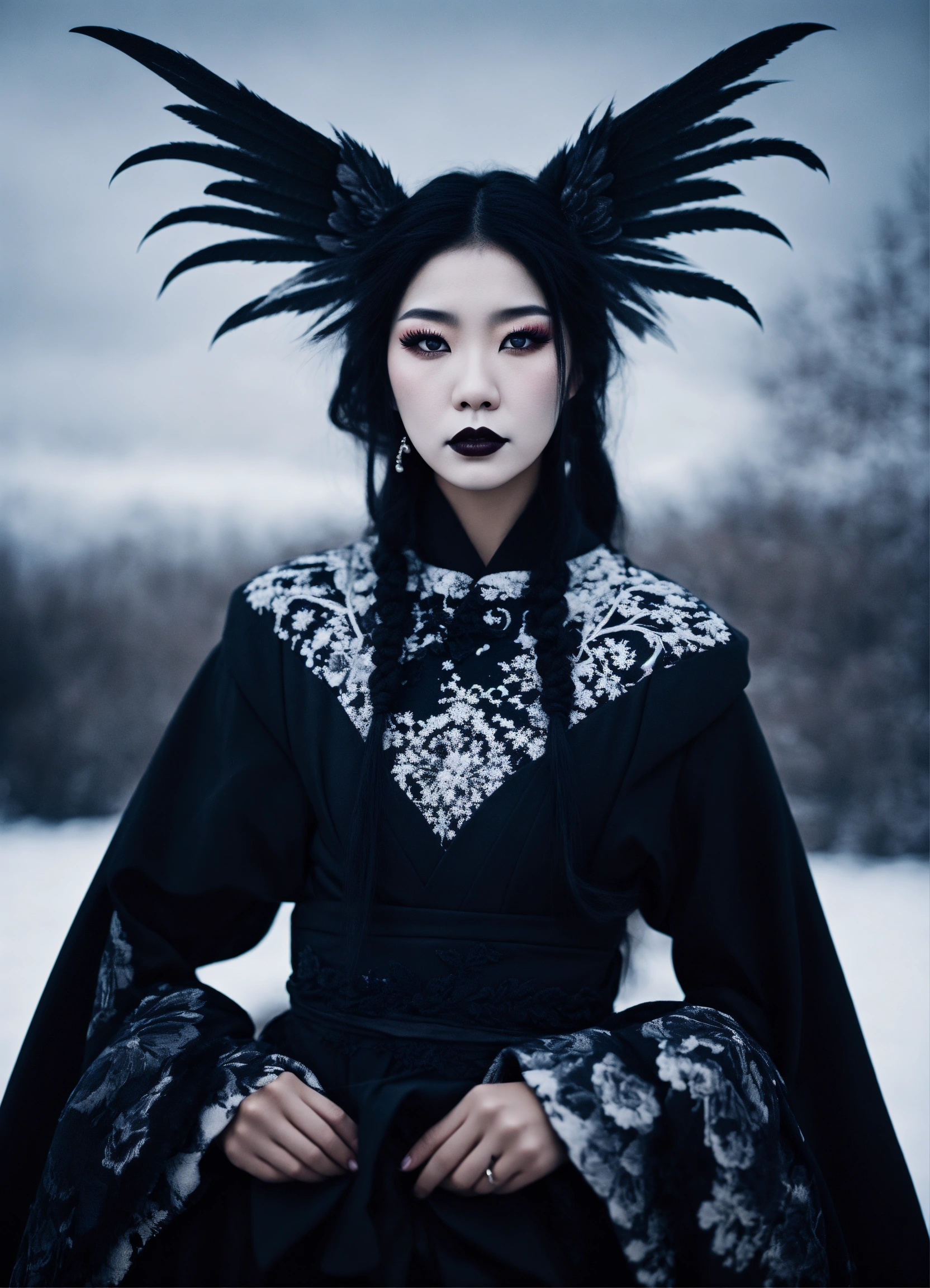 Lexica - High contrast portrait of a japanese woman, gothic beauty ...