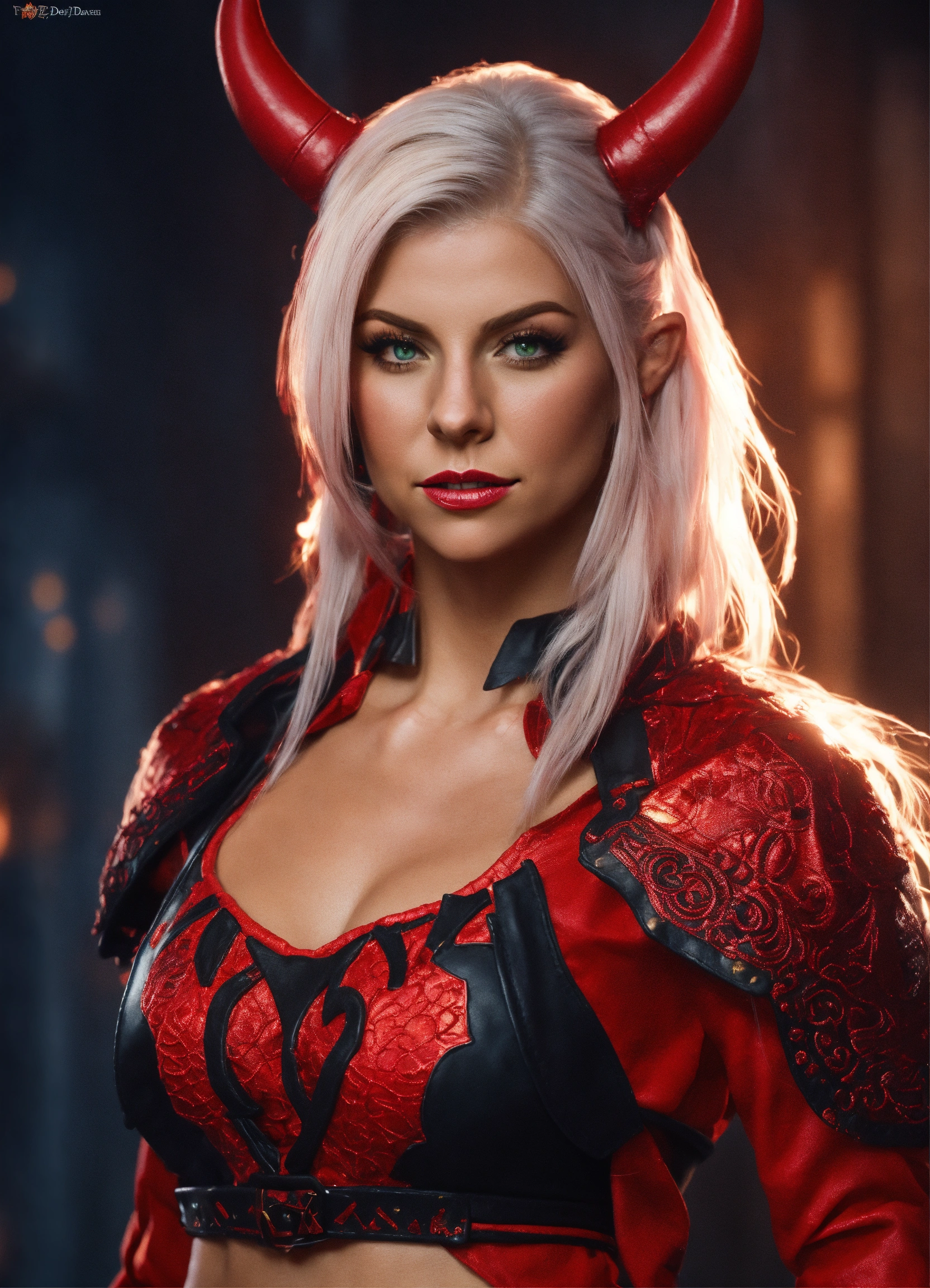Lexica - Red devil girl Alexa Bliss D&D, fantasy, cinematic.