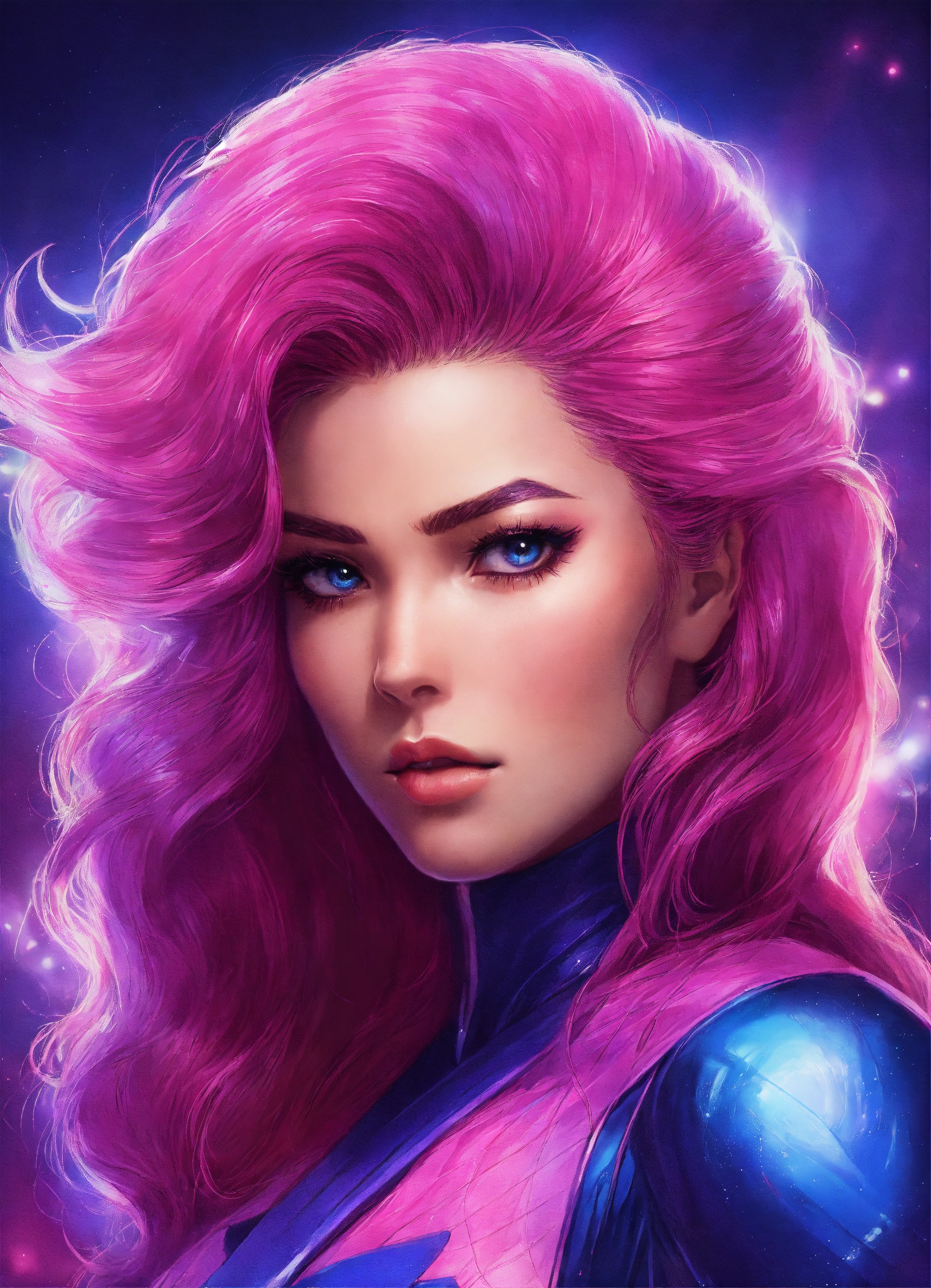 Lexica - "80s Psylocke", big hair, psionic, psychic, light, glowing ...
