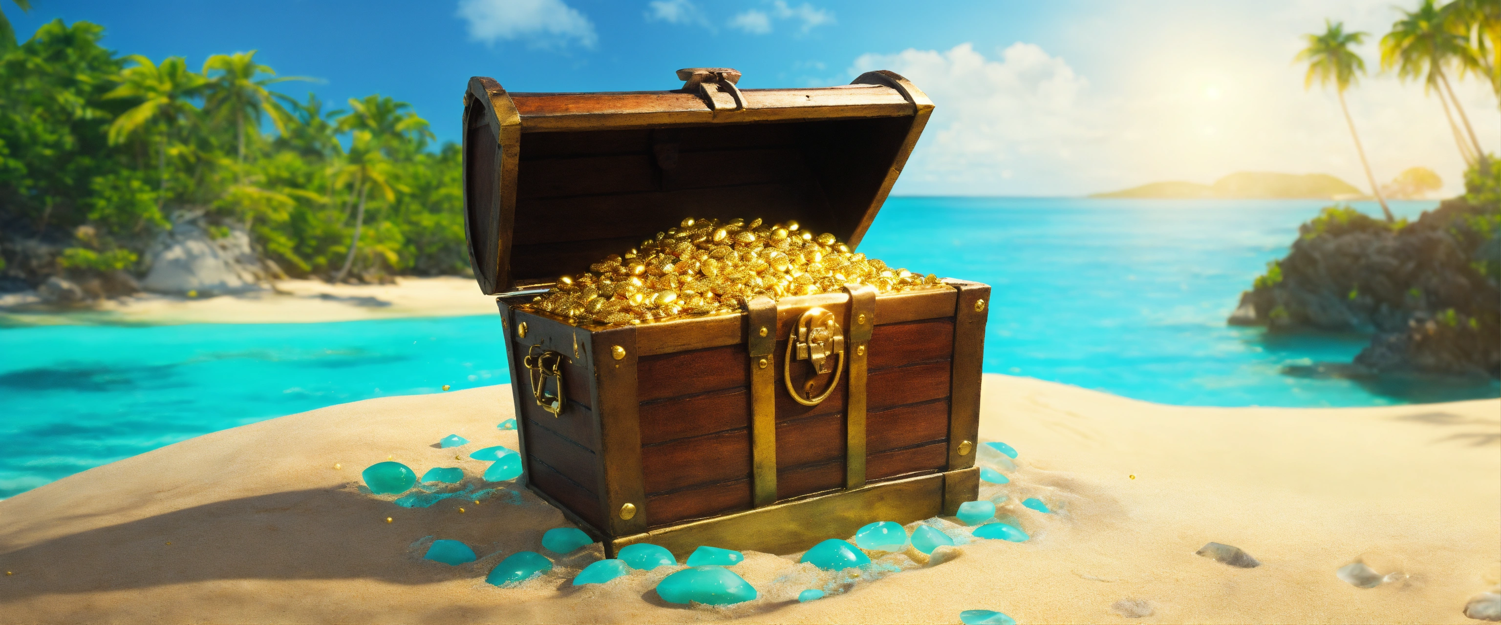 Lexica - Pirate treasure chest in a small island with turquoise water ...