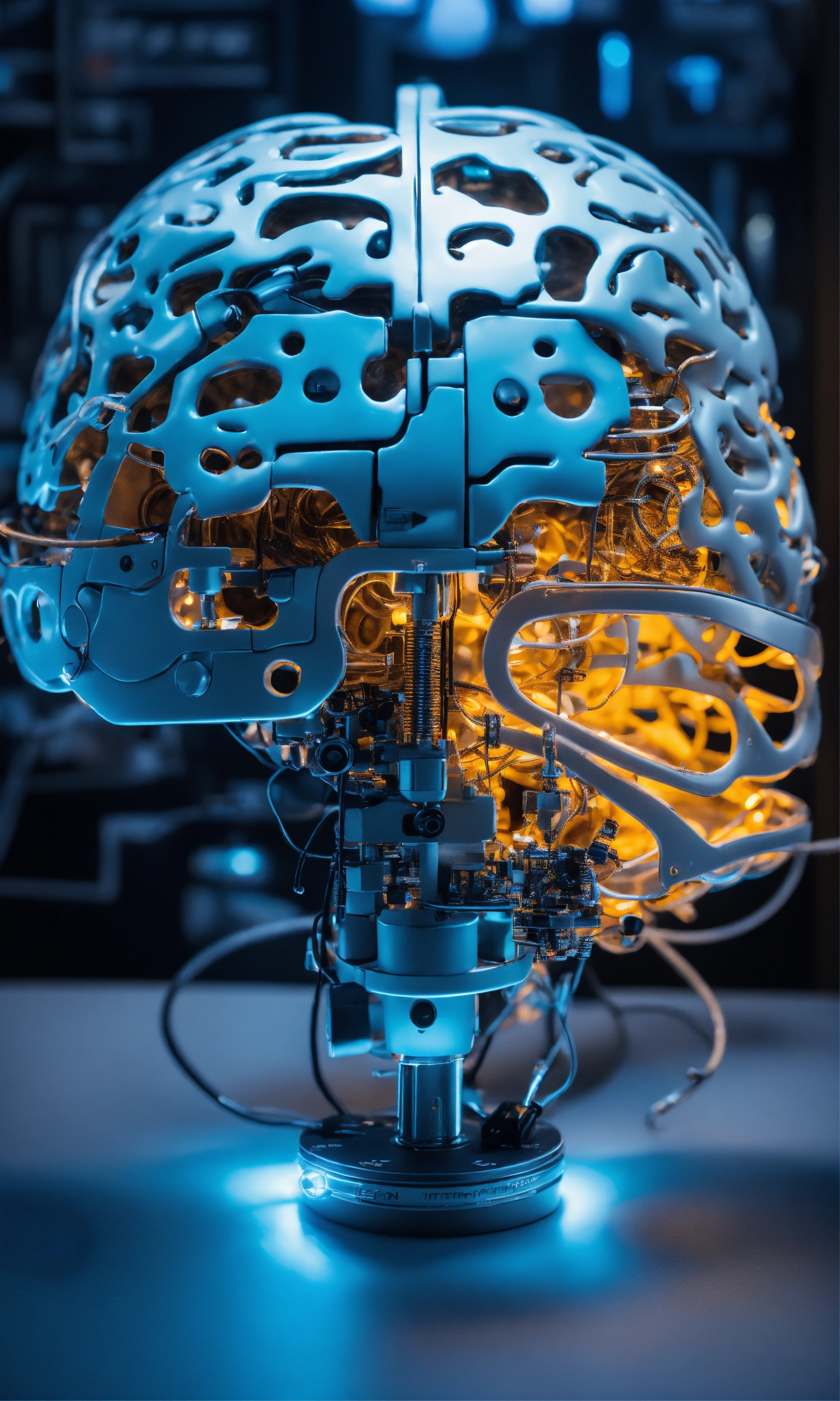 Lexica - "Illuminated Thought Process", glowing brain center stage ...