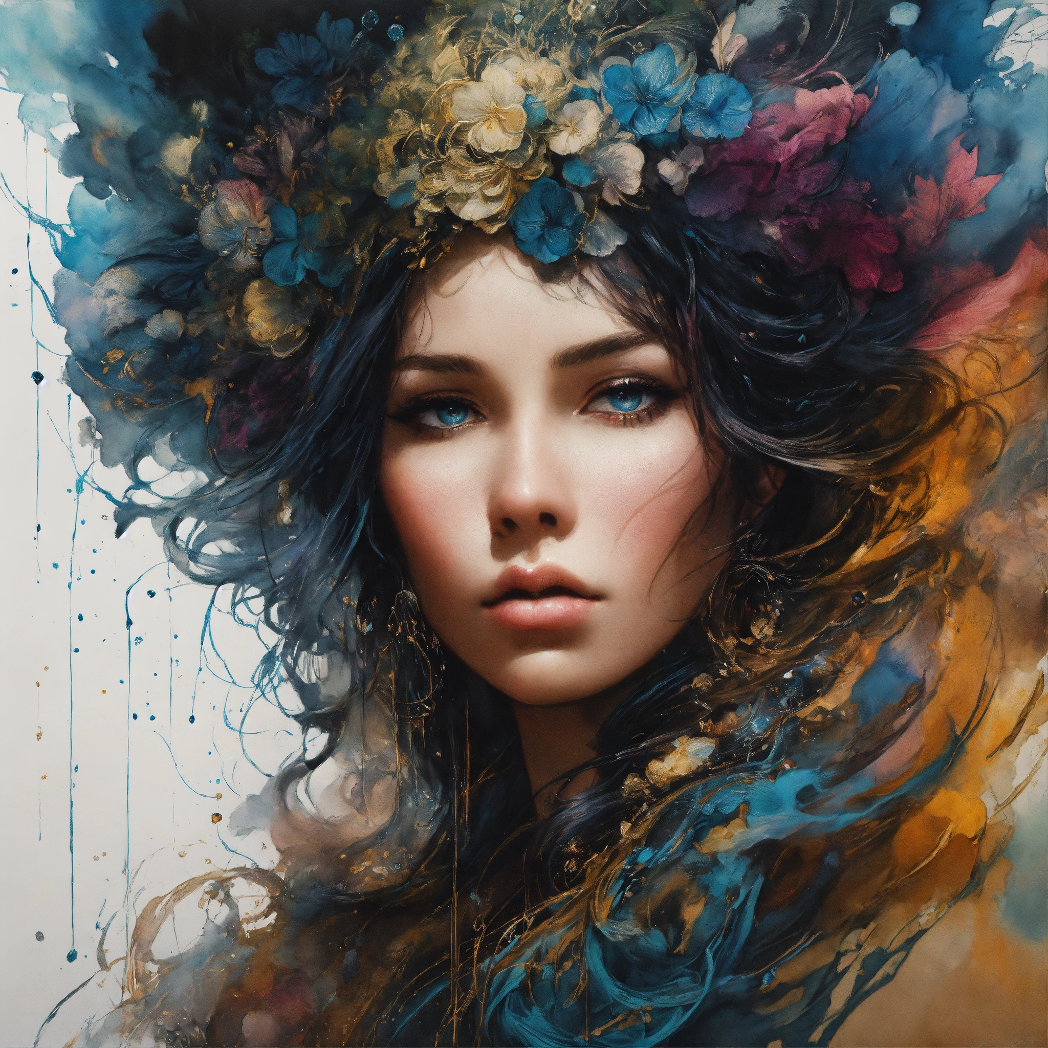 Lexica - Colorful beautiful woman Black ink flow 8k resolution ...