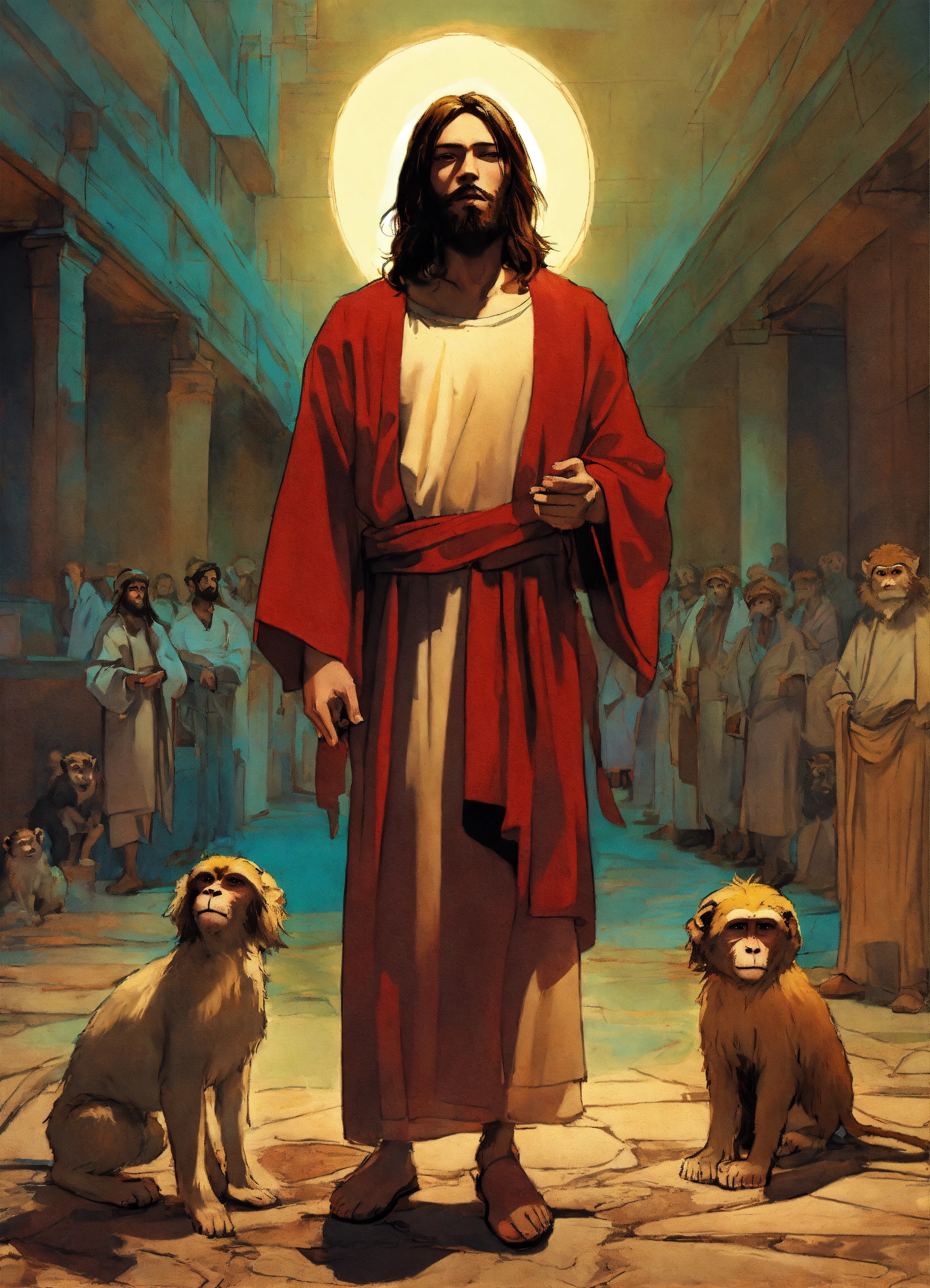 Lexica - Jesus concept art by jamie hewlett, jamie hewl, nft monkey style