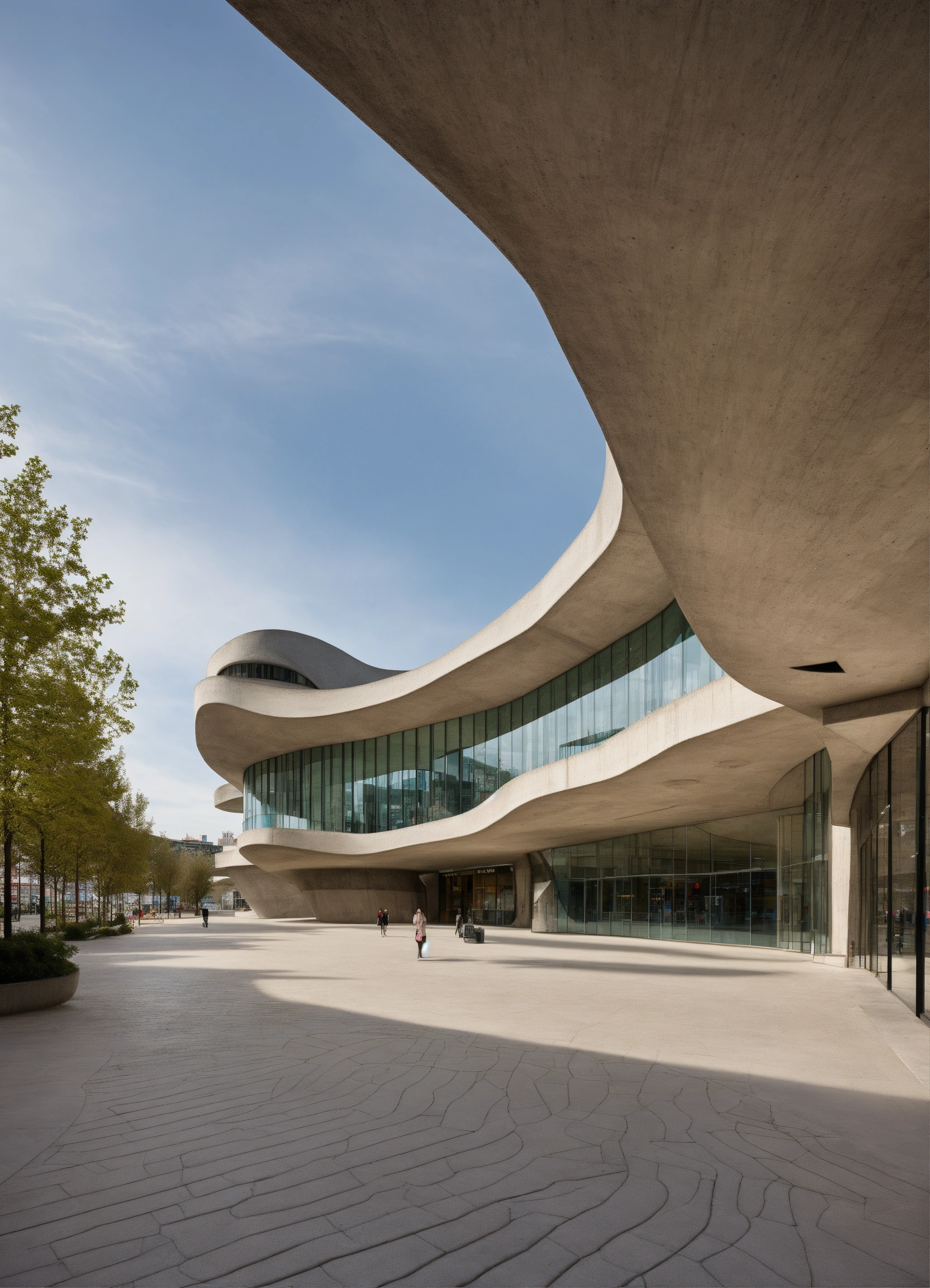 Lexica - Zaha hadid postmodern concrete shopping mall in the city.