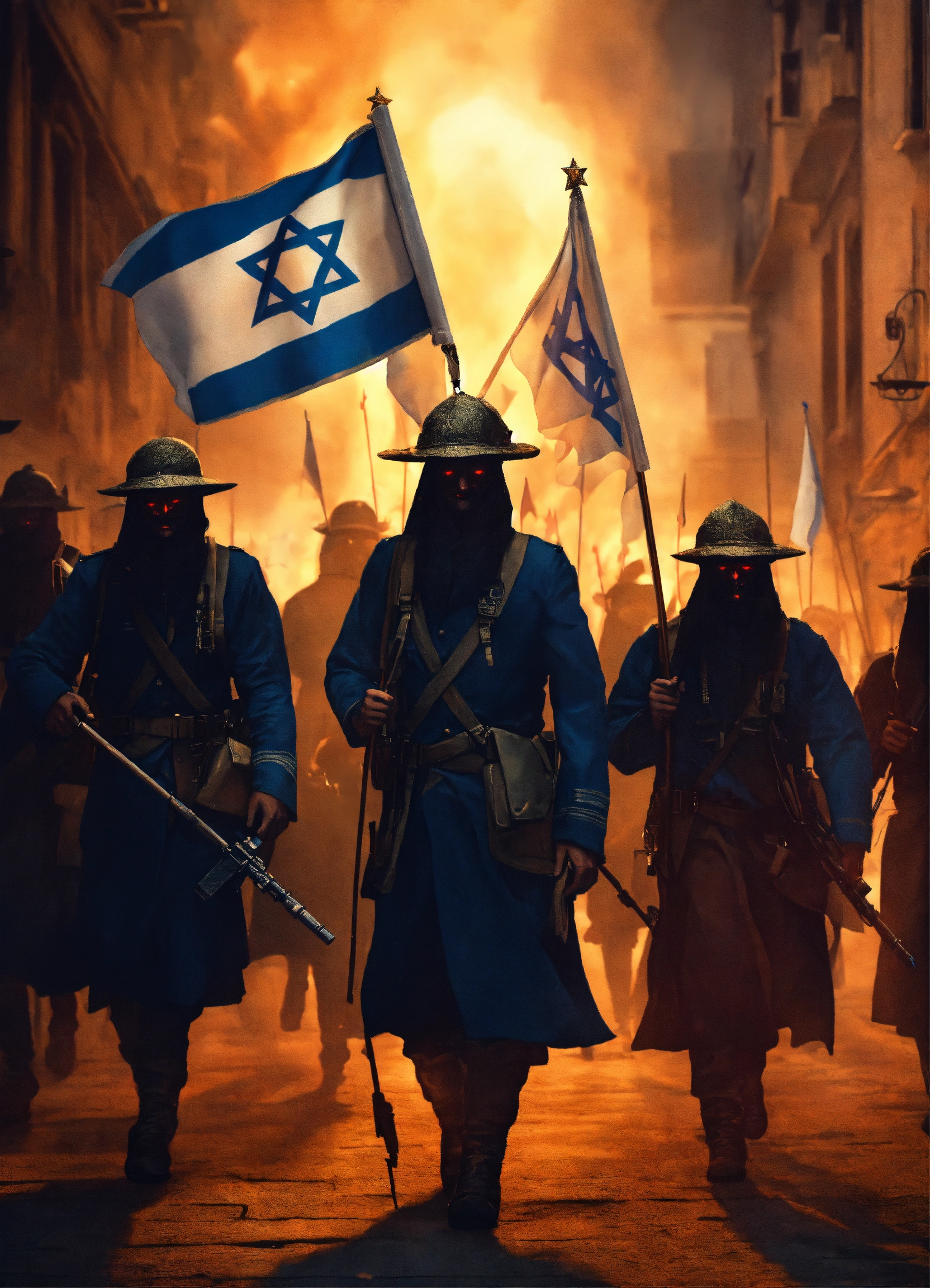 Lexica - Evil demonic Israel demon army carrying Israeli flags ...