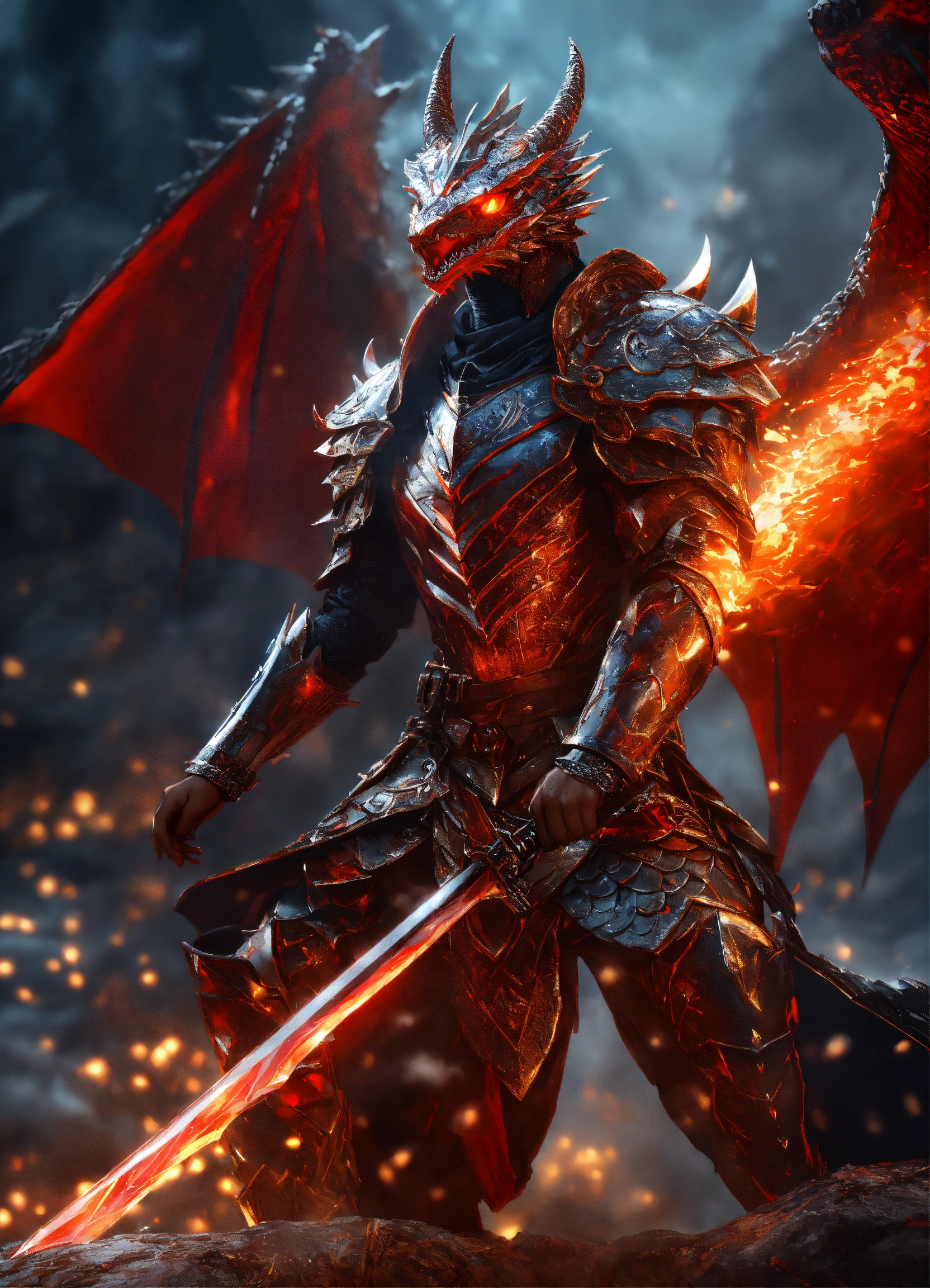 Lexica - Glowing red eyes knight with a snow white diamond-plated armor ...