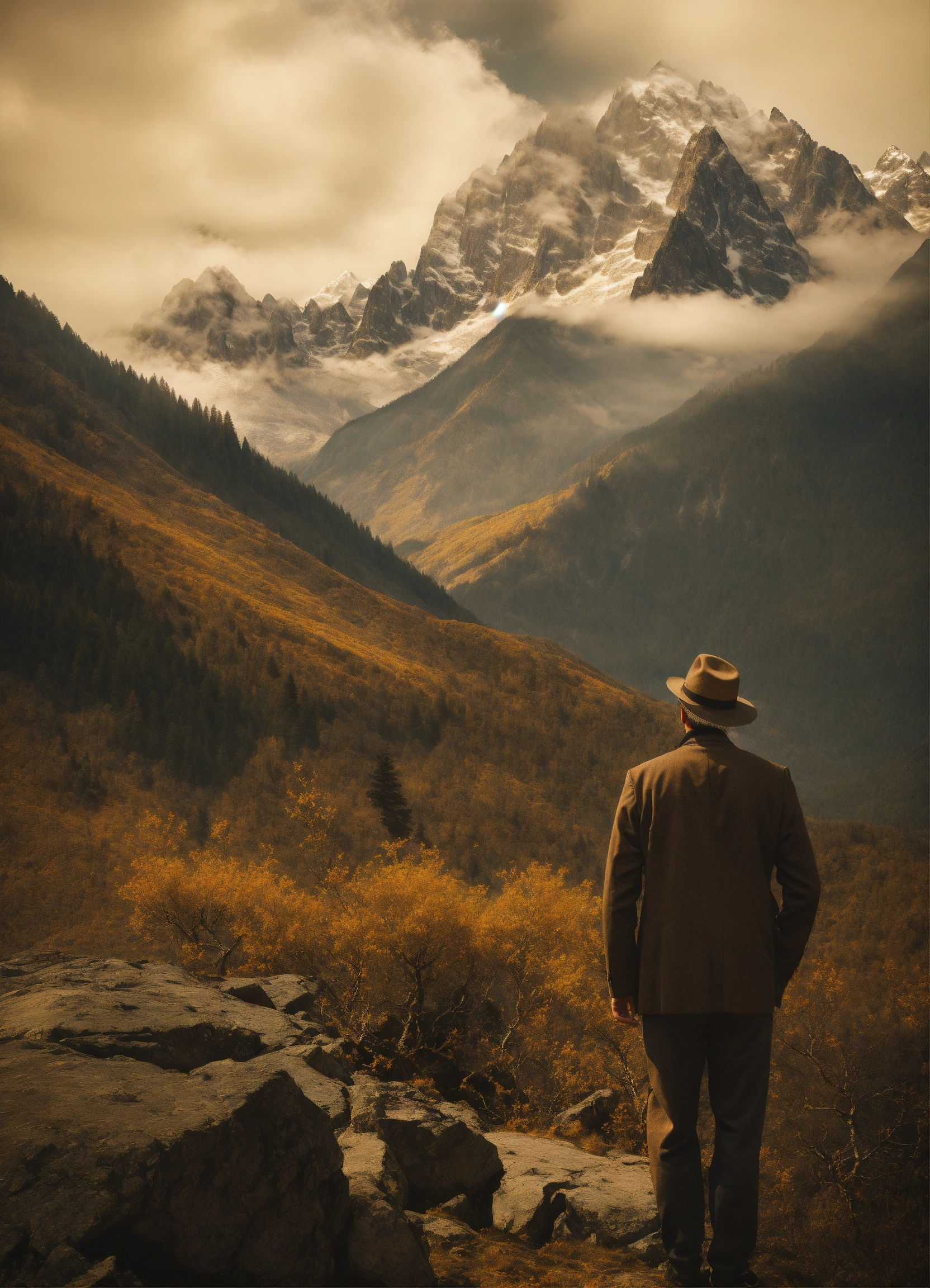 Lexica - Double Exposure Man and Mountain Echoes, Whispered Features ...