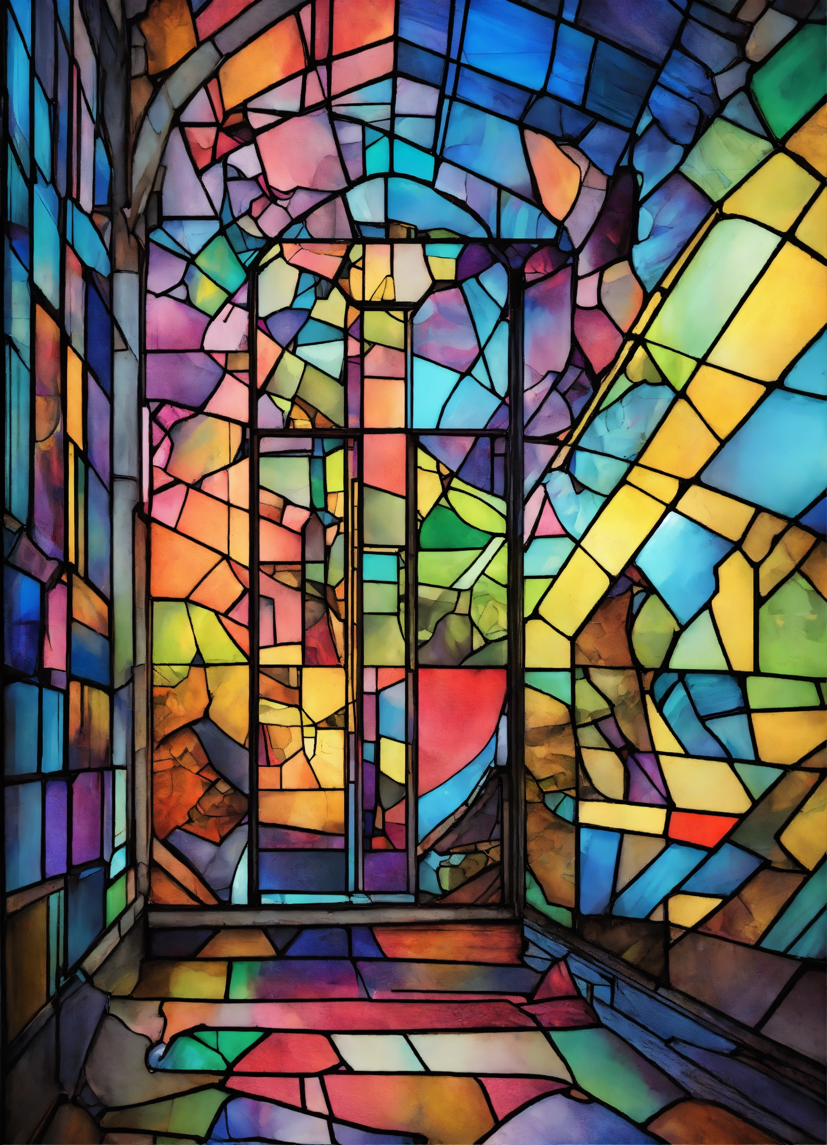 Lexica - Stained glass, abstract graffiti tag brush comic art. Comic ...