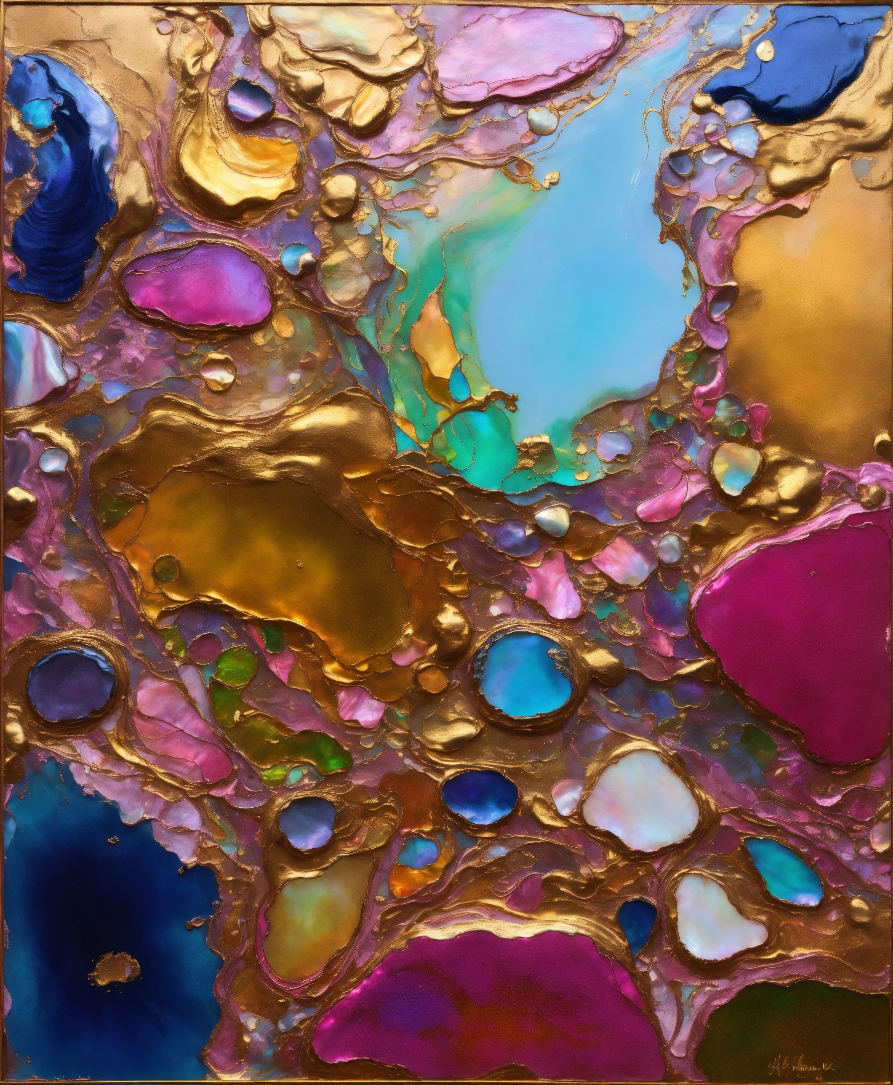 Lexica - Colorful abstract painting oil and water complex complicated ...