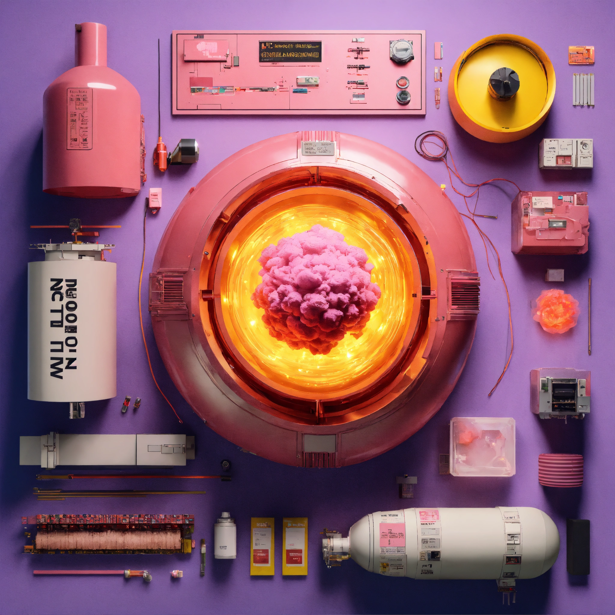 Lexica - Components of a nuclear bomb, knolling layout, 8k ...