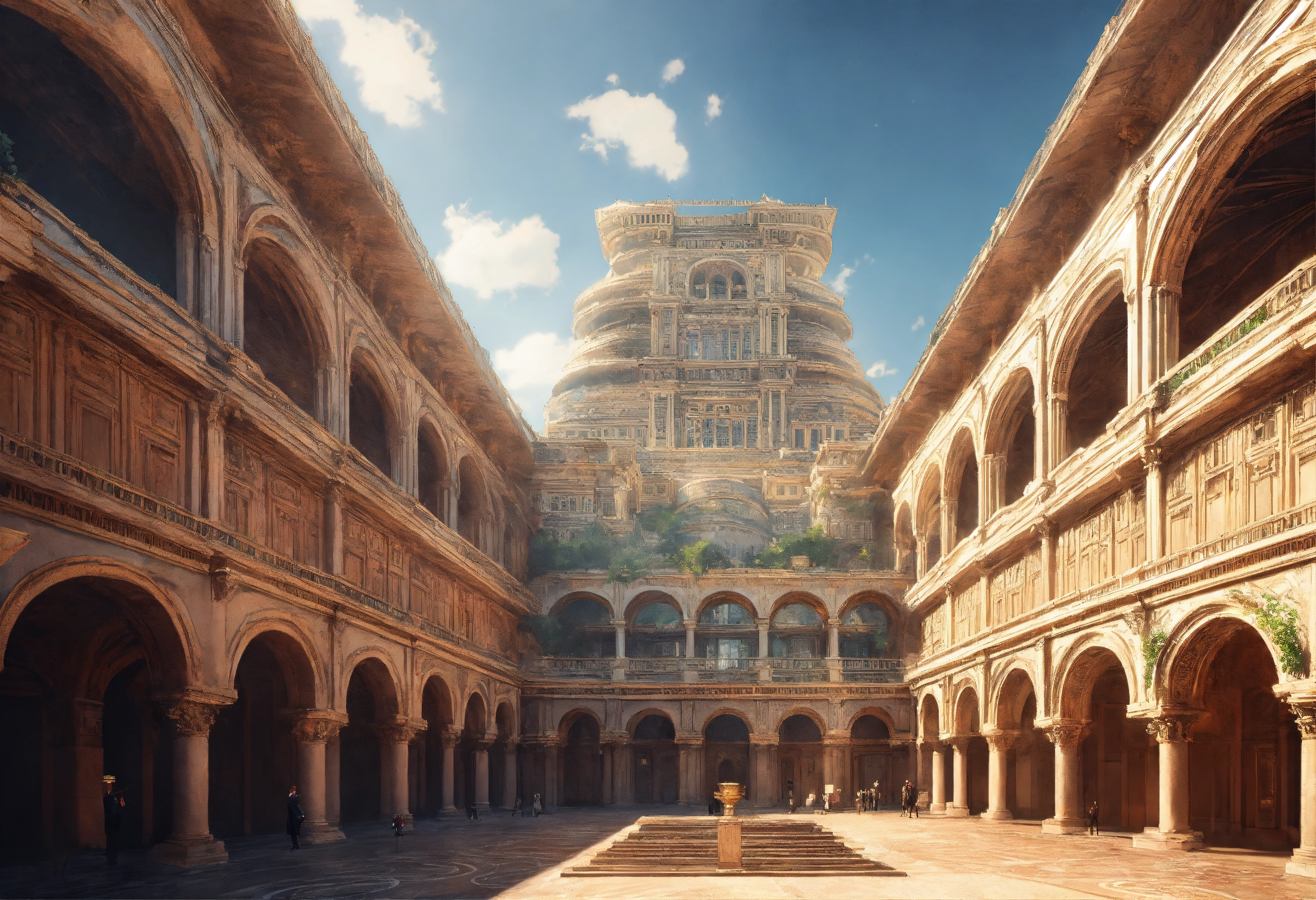 Lexica - Gigantic futuristic palace courtyard inspired by the roman ...