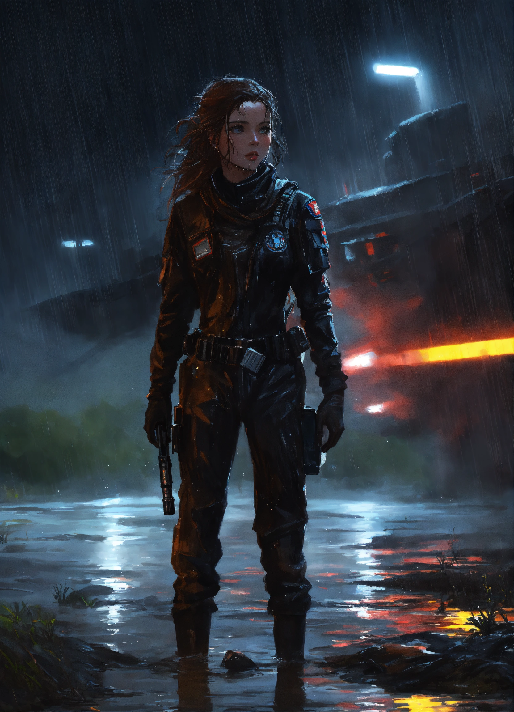 Lexica - Digital art of a female Star Wars Imperial with long wet hair ...