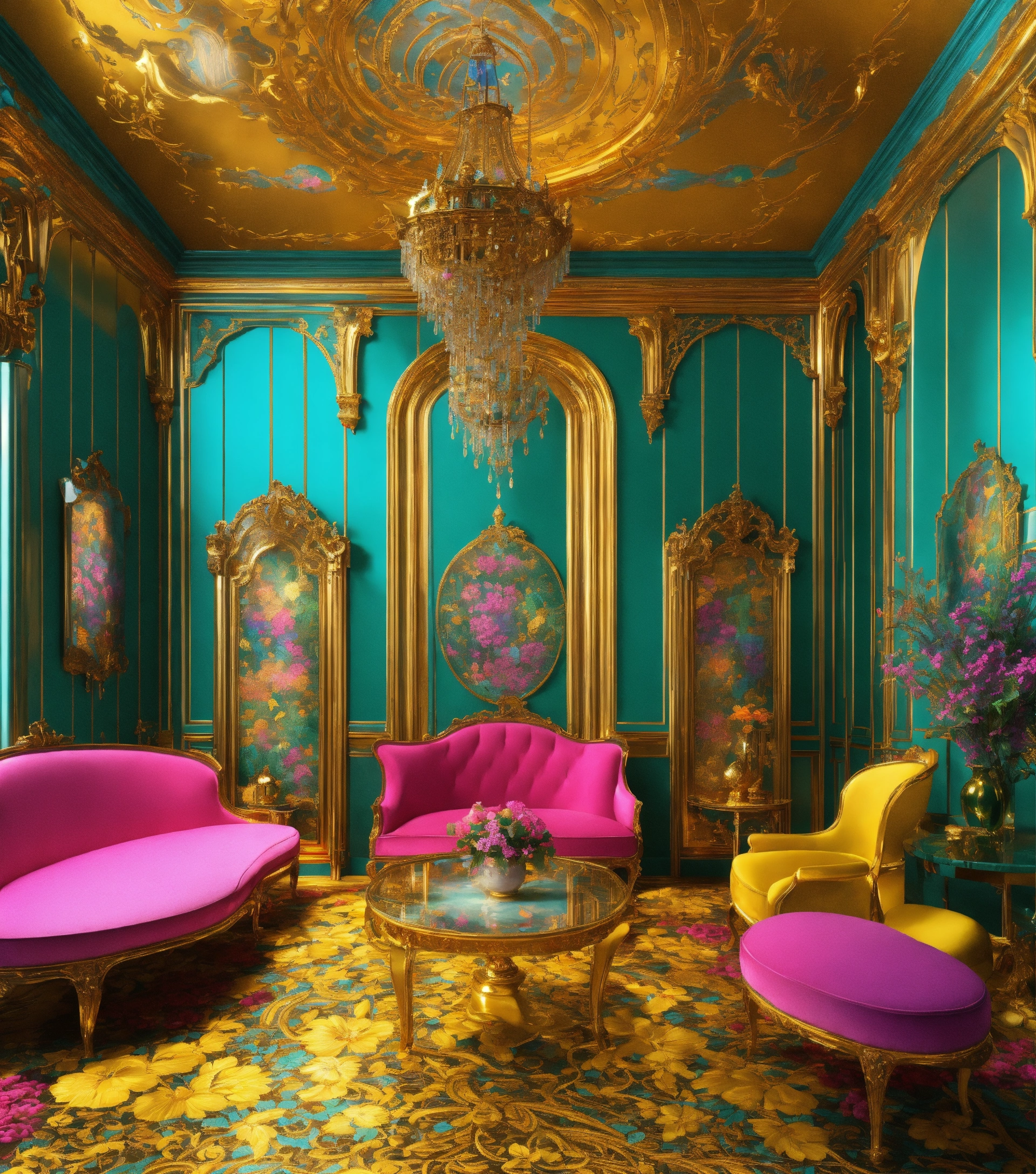 Lexica - Futuristic beautiful French mansion interior glamorous ...