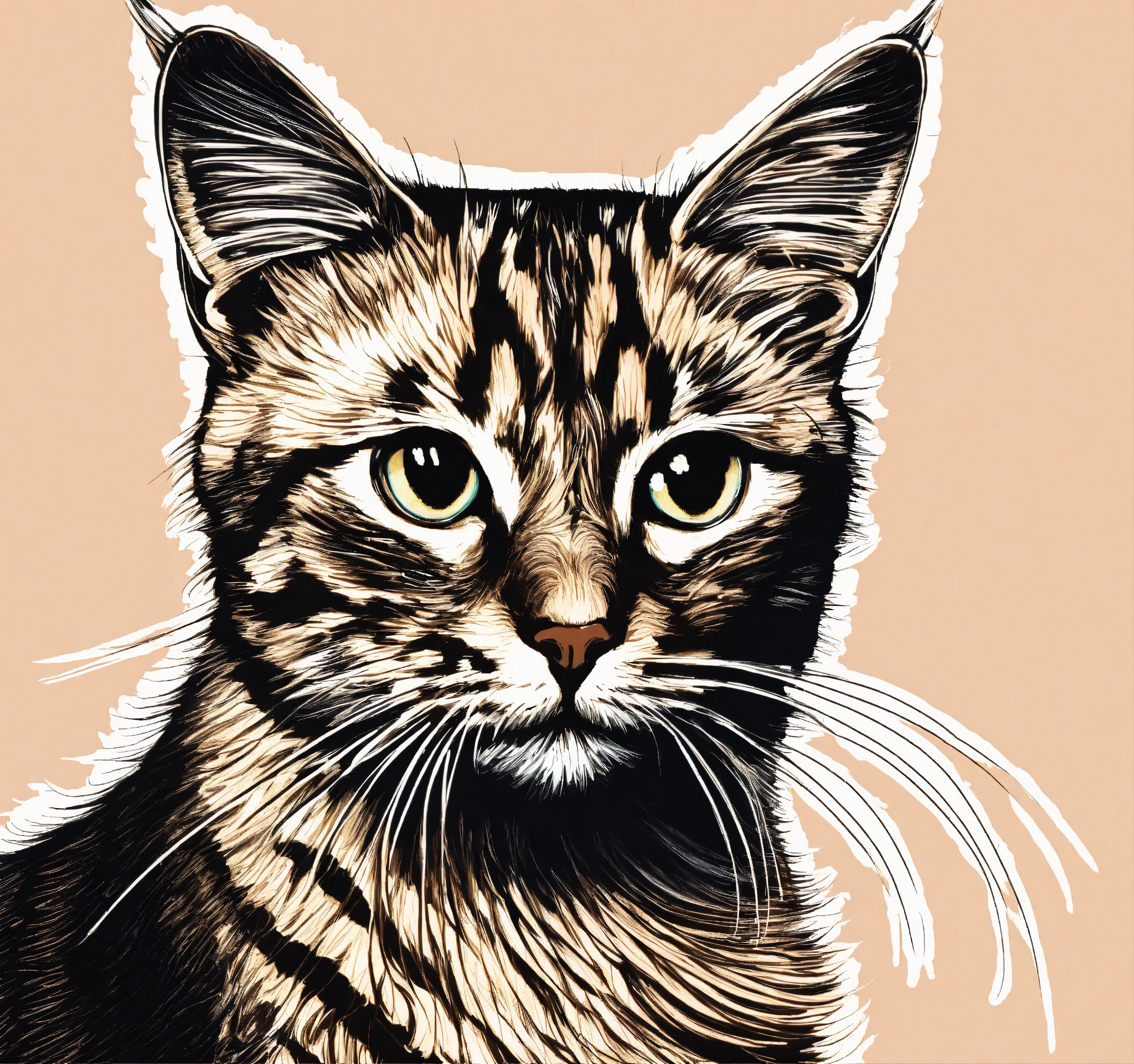 Lexica - Create me a cat with sketched lines in a pencil drawing style ...